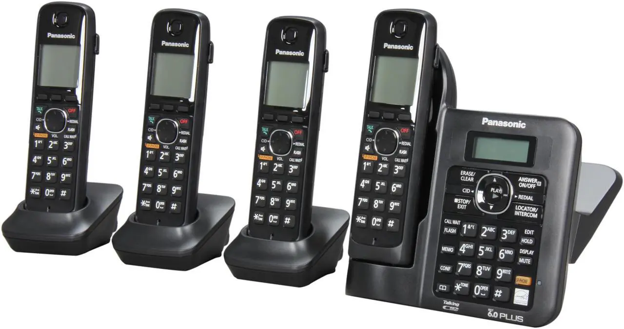 Panasonic KX-TG6644B 1.9 GHz Digital DECT 6.0 4X Handsets Cordless Phones - Newegg.com