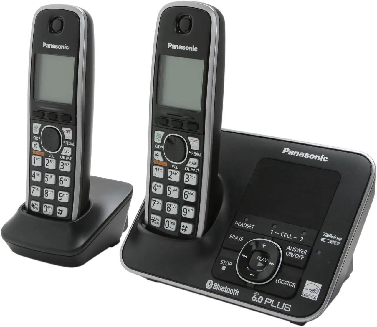 Panasonic KX-TG7622B Link-To-Cell 1.9 GHz Digital DECT 6.0 2X Handsets Cordless Phones - Newegg.com