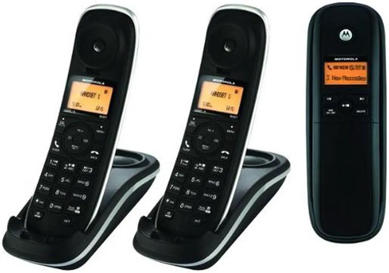 MOTOROLA H203 1.9 GHz Digital DECT 6.0 3X Handsets Cordless Phones ...