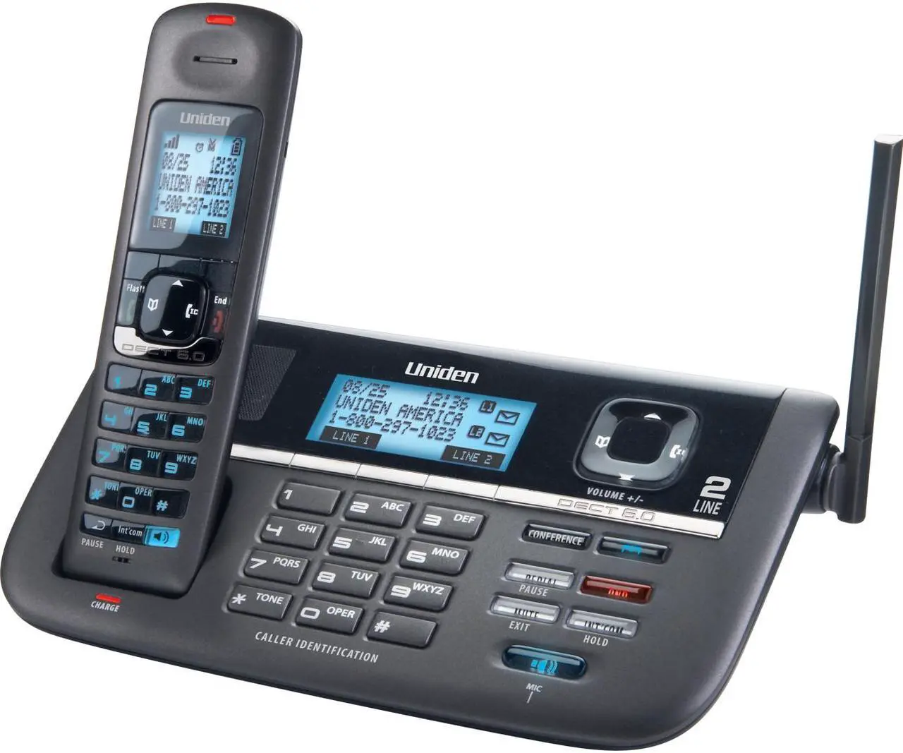 Uniden DECT4066 1.9 GHz Digital DECT 6.0 1X Handsets 2-line DECT ...