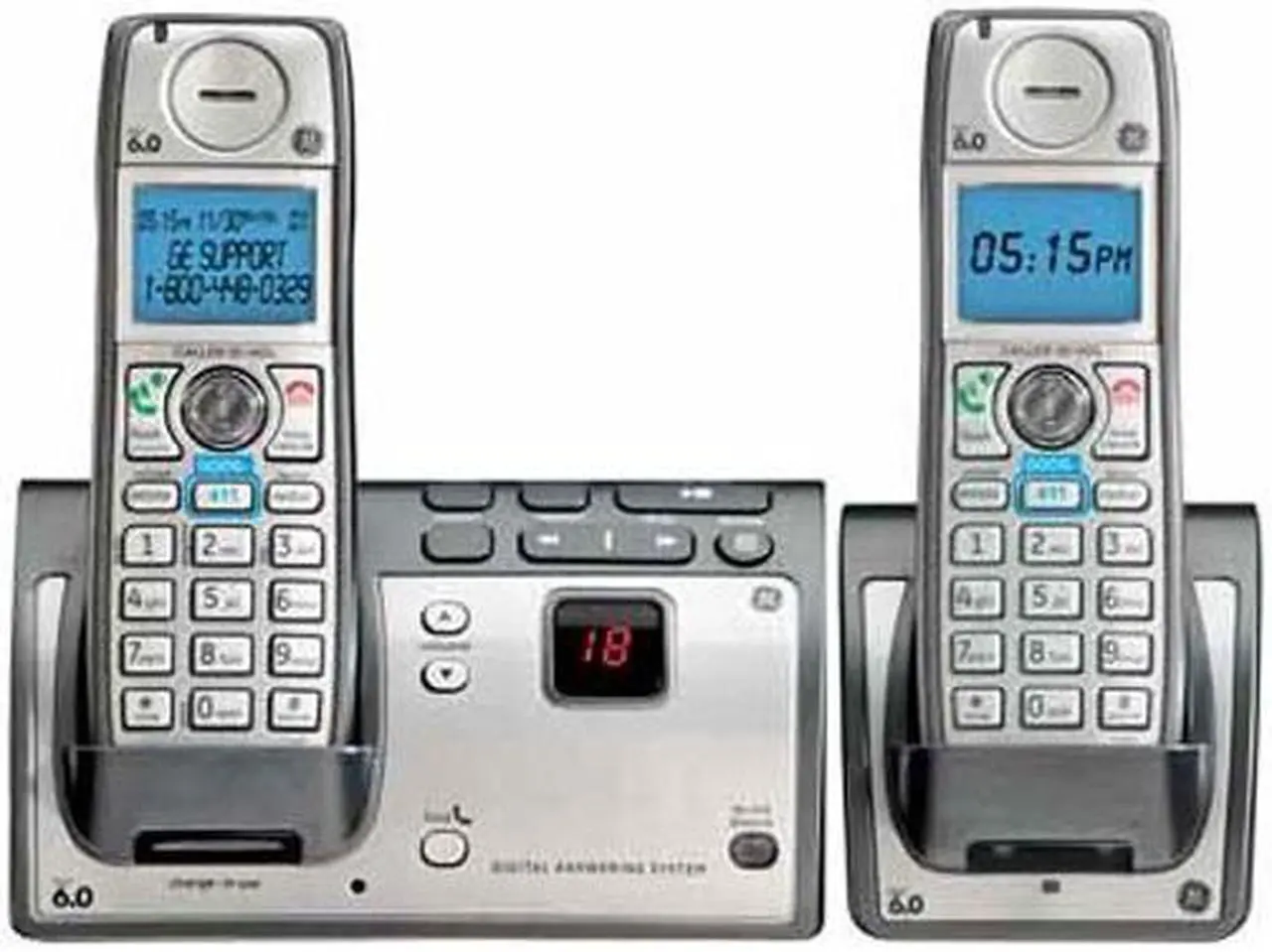 GE 28223EE2 1.9 GHz Digital DECT 6.0 2X Handsets Cordless Phone ...