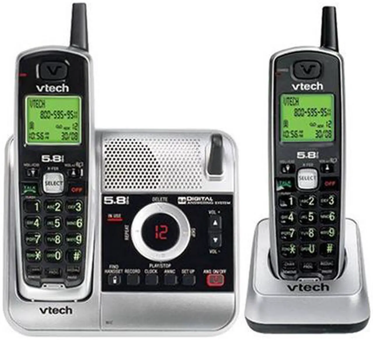 Vtech CS5121-2 5.8 GHz Digital 2X Handsets Cordless Phone - Newegg.com