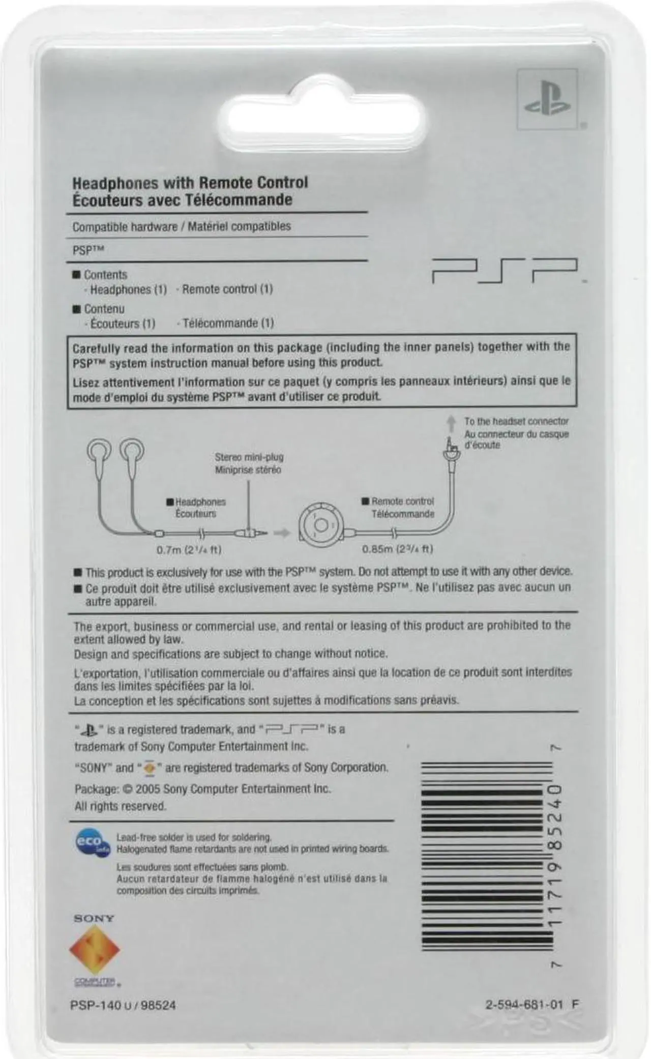 SONY PSP Headphones with Remote Control - Newegg.com