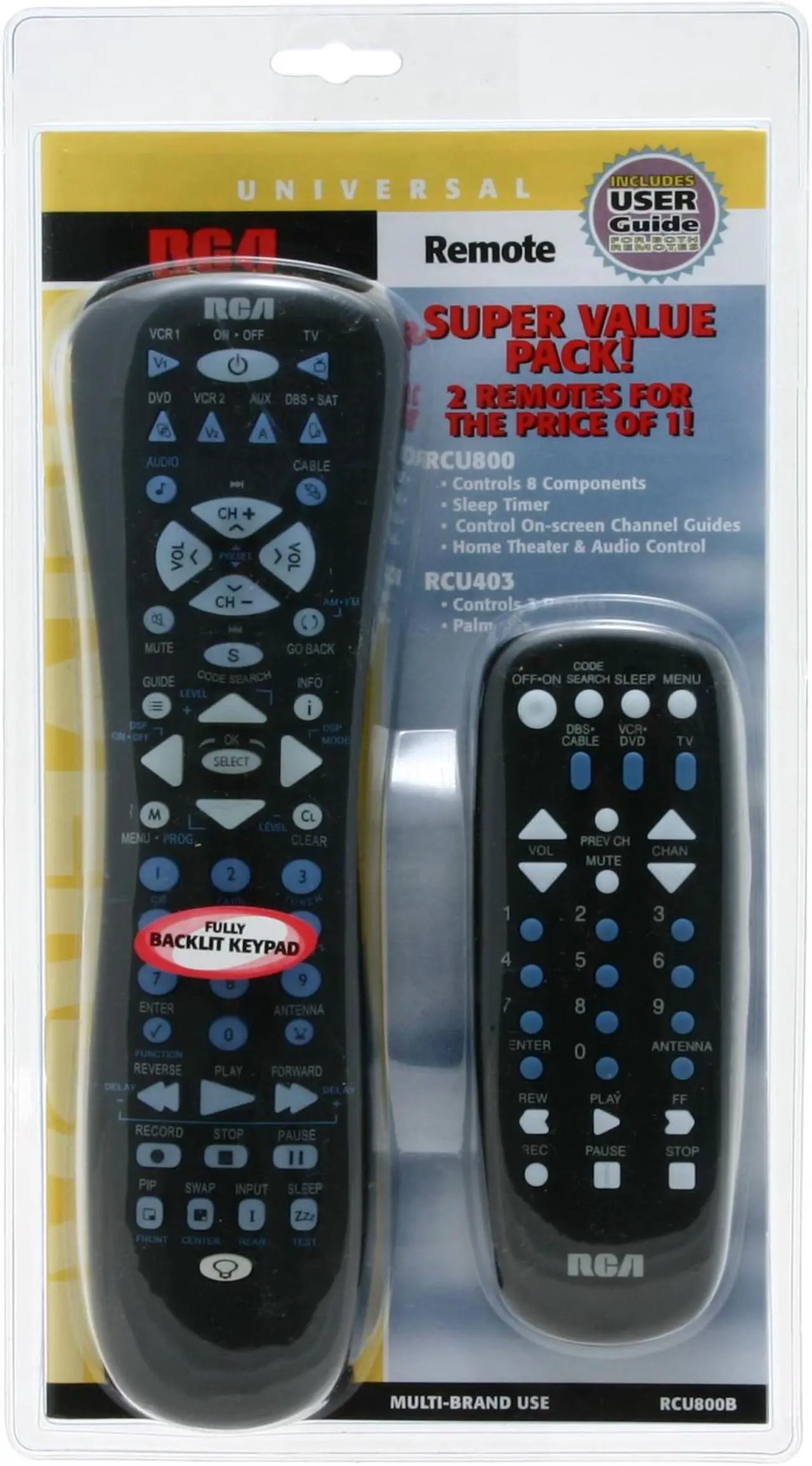 RCA RCU800B Infrared Universal Remote Control Pack w/ RCU403 Bonus ...