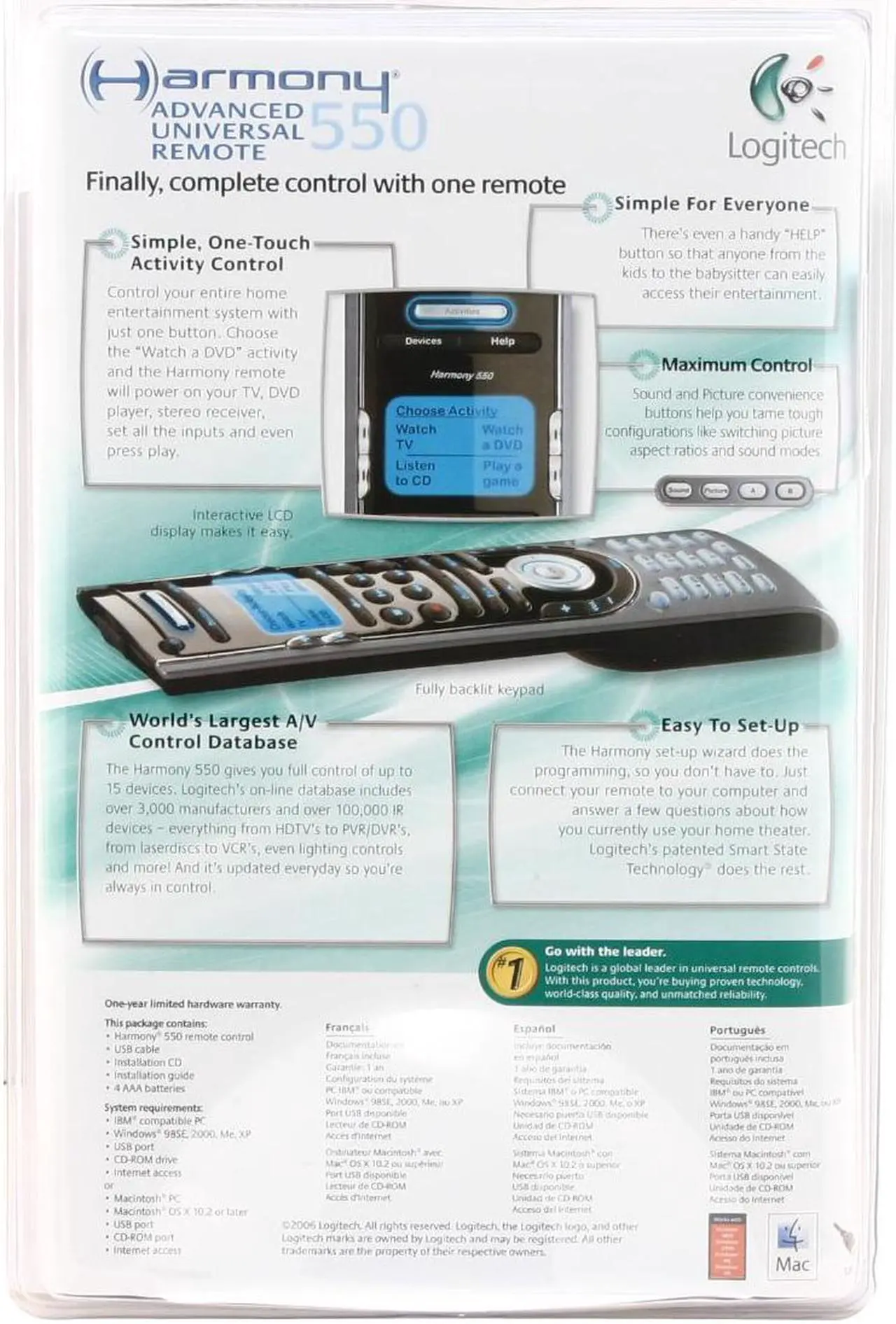 Logitech Harmony 550 Infrared Universal Advanced Remote Control ...