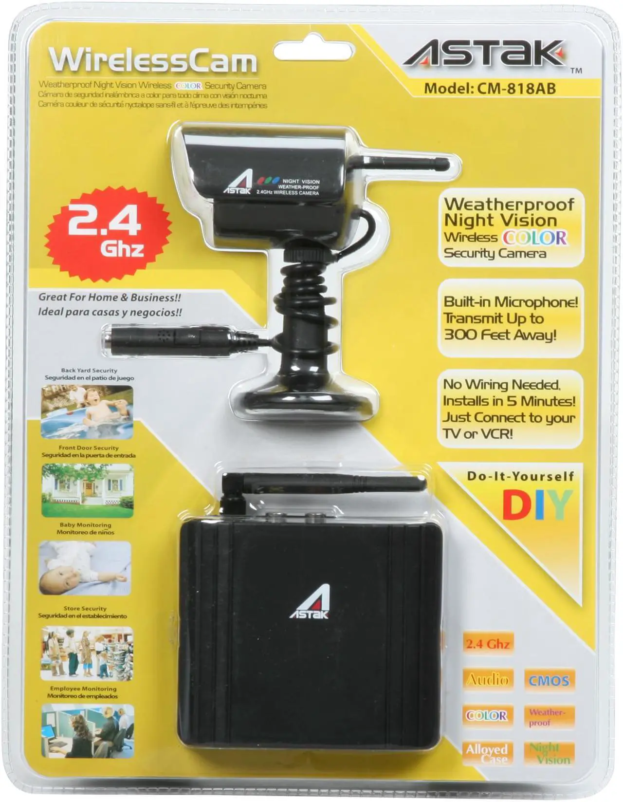 Astak Wireless Surveillance Kit with 1 Camera + 1 Receiver (CM-818AB ...
