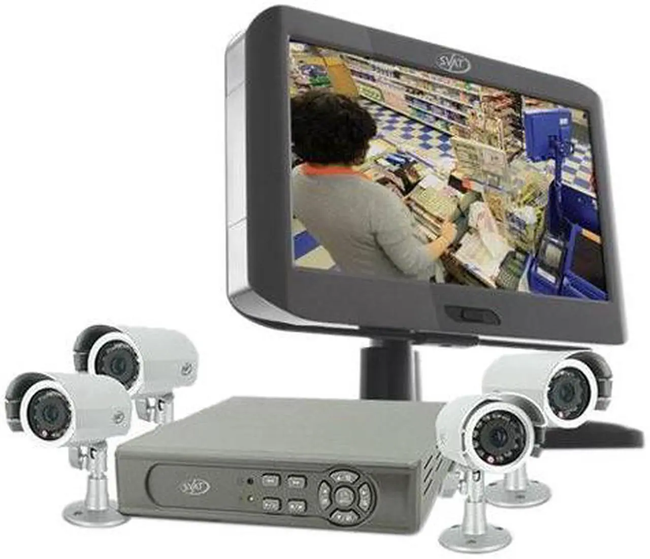 SVAT CLEARVU2VU 4 Channel DVR w/ 4 Night Vision Security Cameras and 8. ...