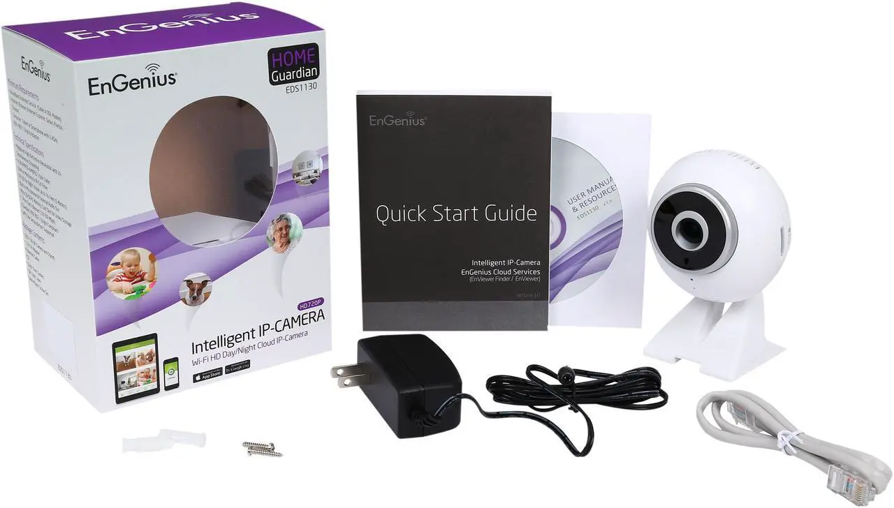 EnGenius EDS1130 HD 720P Cloud 1MP Wireless IP Camera with Night Vision ...