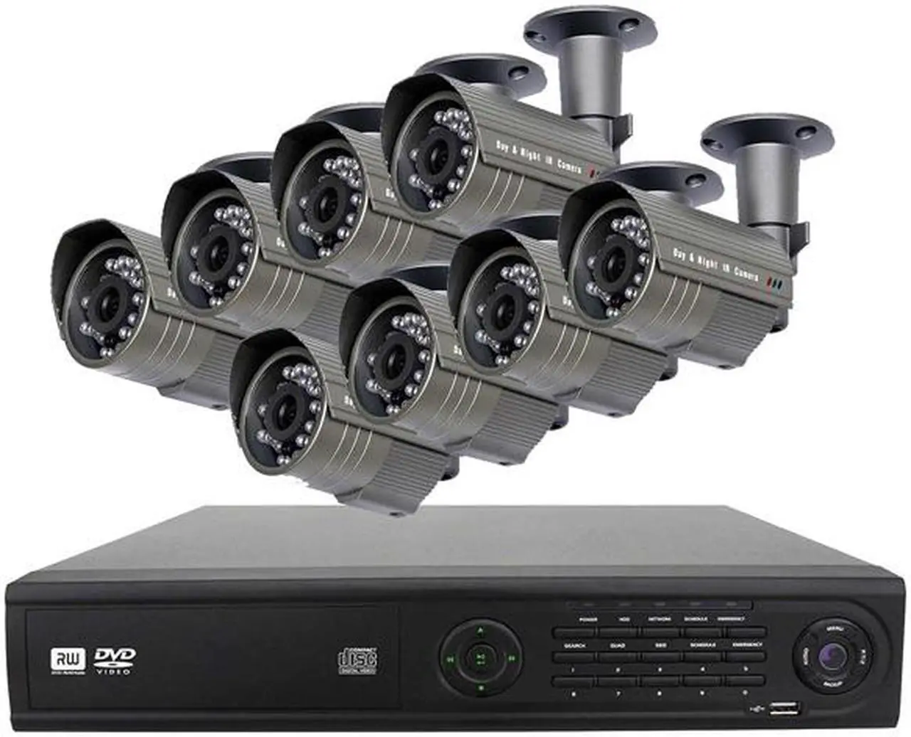 Clover PAC16753D 16 Channel 16Ch DVR Bundle Security System w/ 8 Hi-Res Color Cameras & DVD ...