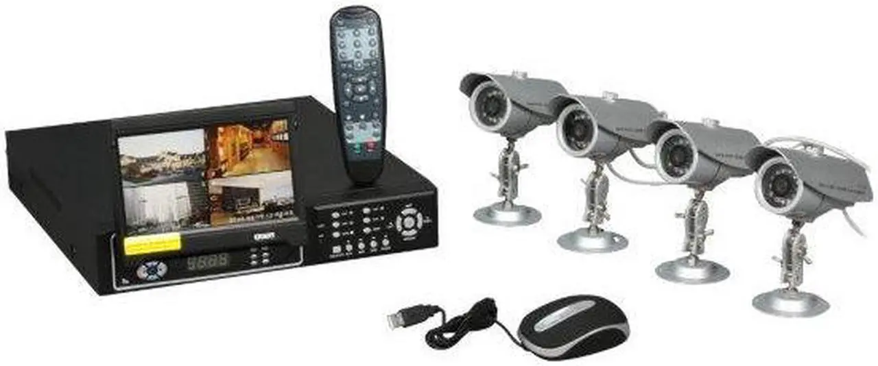 LTS 4 Camera+4 Channel 320GB DVR with 7” Screen and Remote Web/Mobile ...