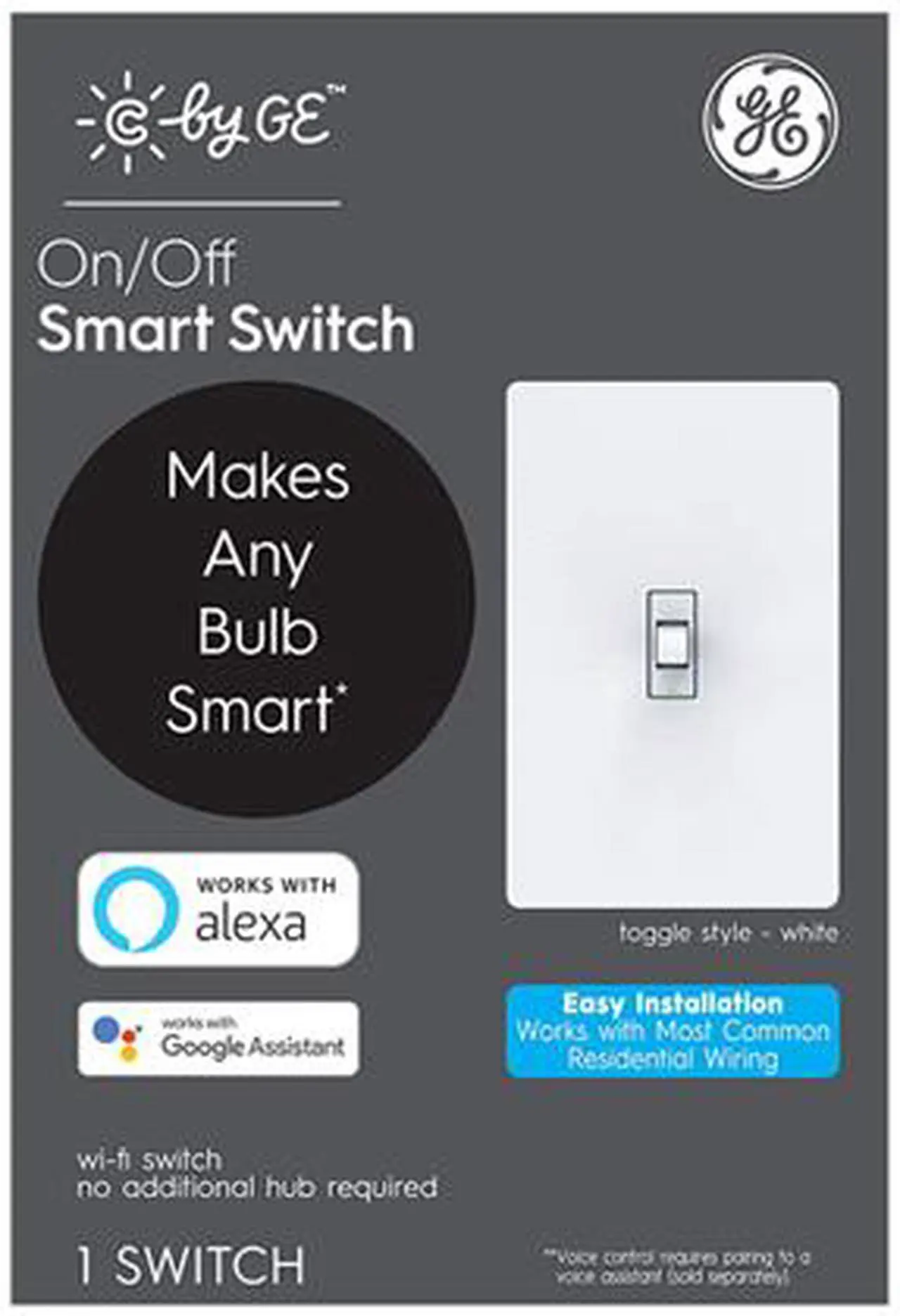 C by GE On/Off 3-Wire Smart Switch Toggle Style, 1 Pack White - Wi-Fi ...