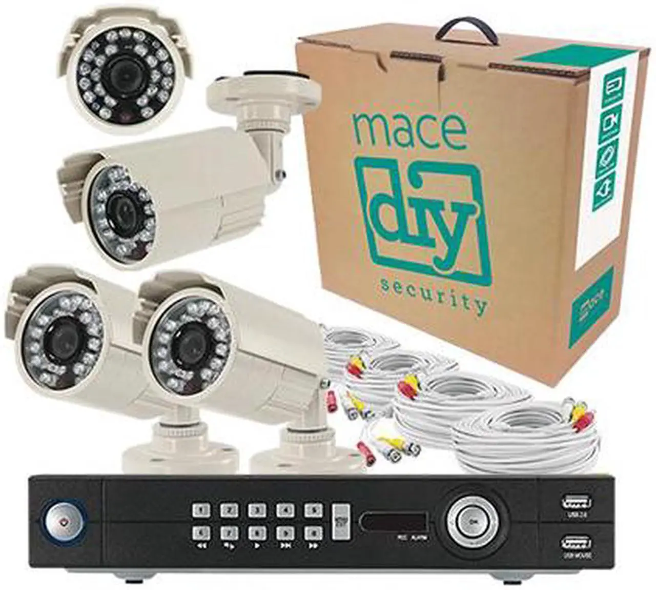 Mace MDIY-DVR044CKIT DIY CCTV 4 Channel 500GB DVR & 4 Camera System Kit ...