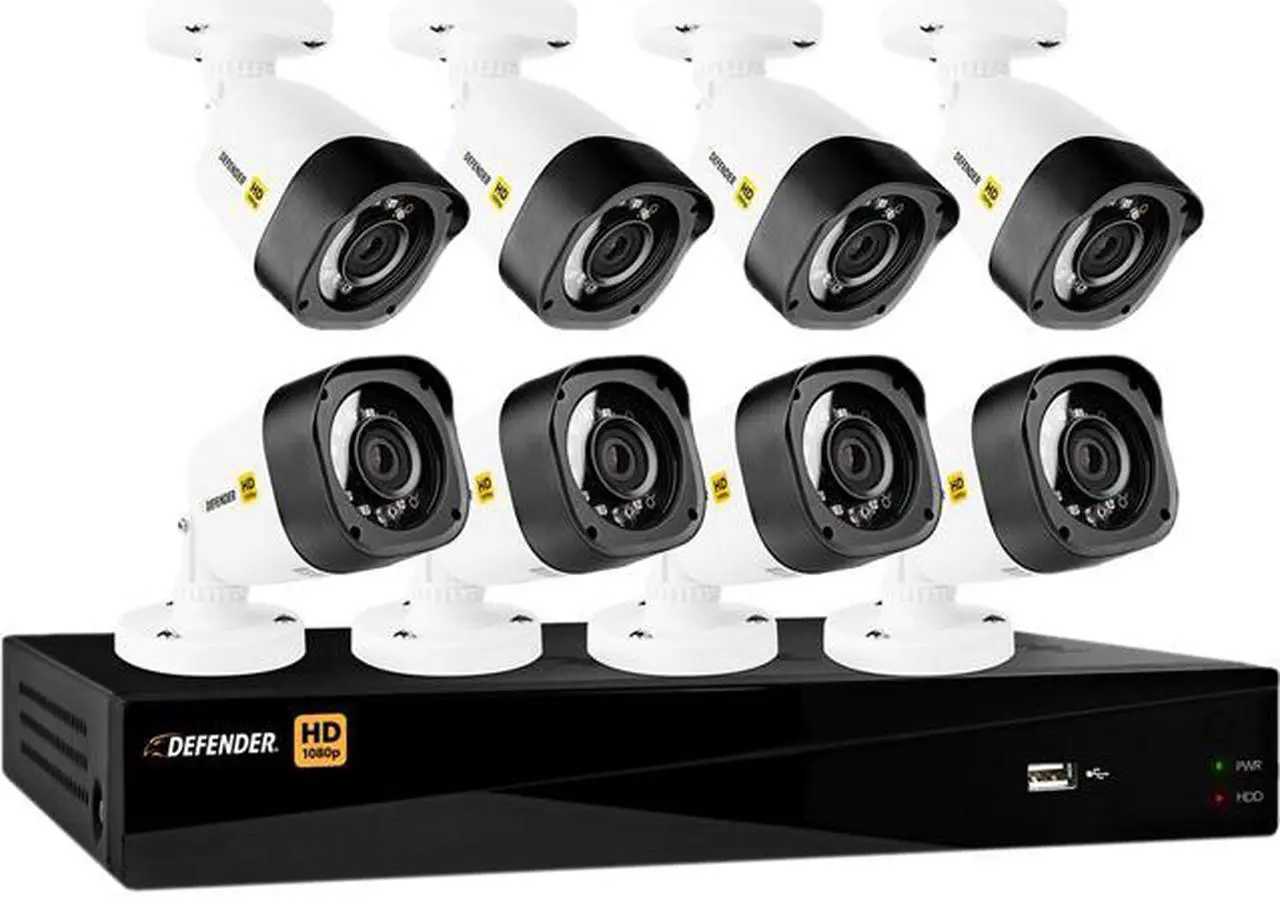 Defender HD 1080p 8 Channel 1TB DVR Security System and 8 Bullet ...
