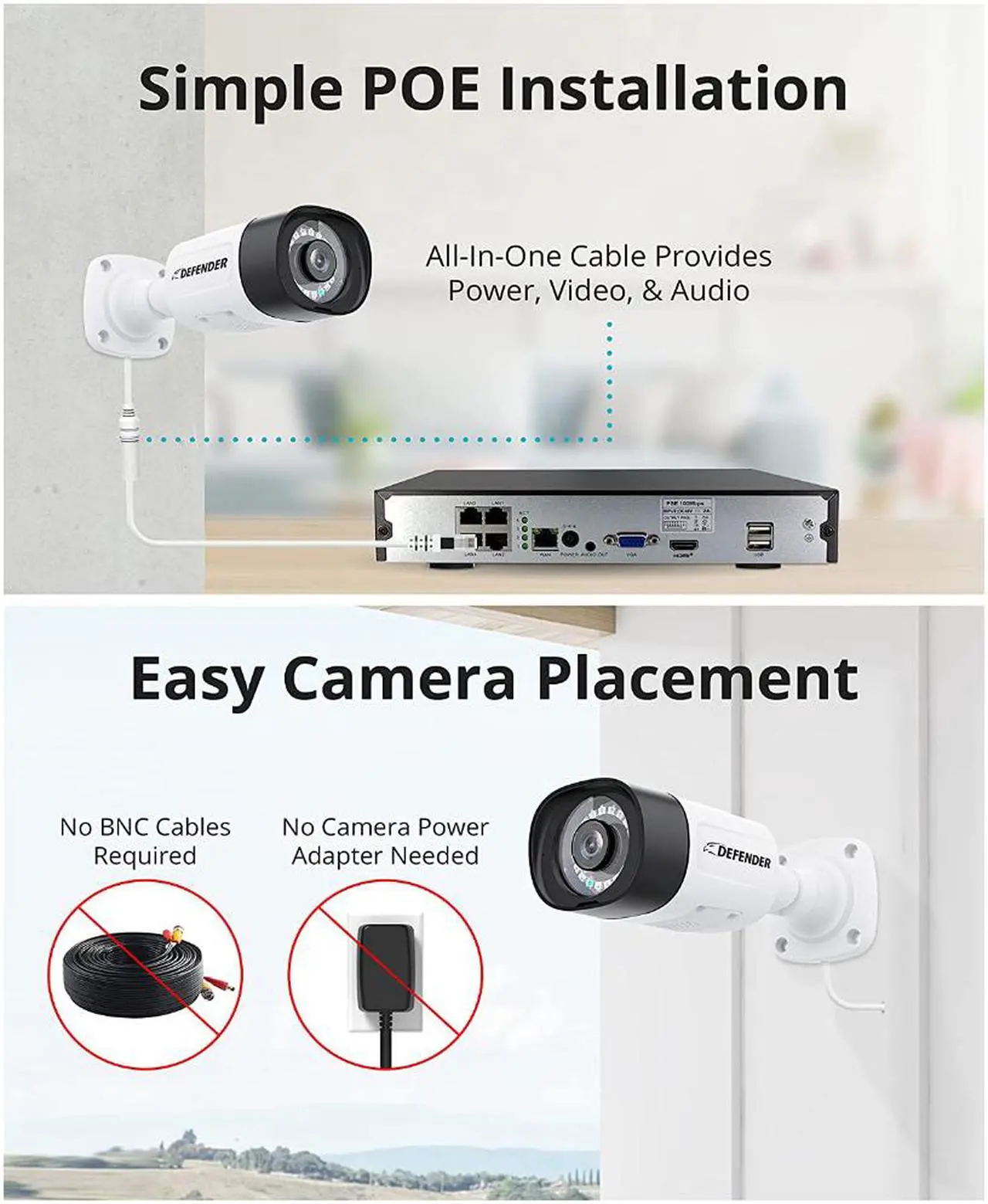 Defender Sentinel 4K Ultra HD POE Wired NVR Security System with 8 ...