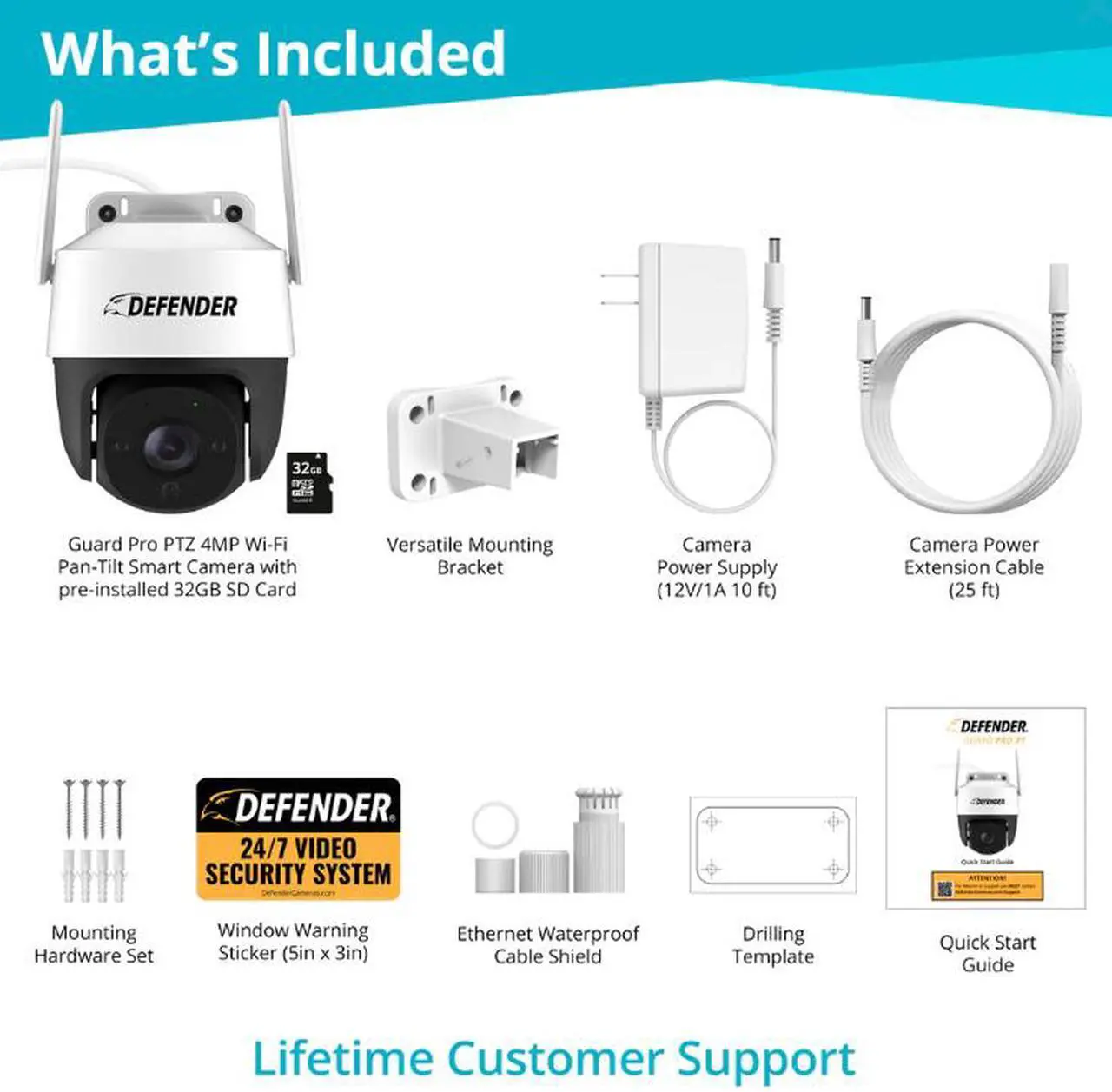 Defender Guard Pro PTZ 2K QHD WiFi Plug-In Power Security Camera ...