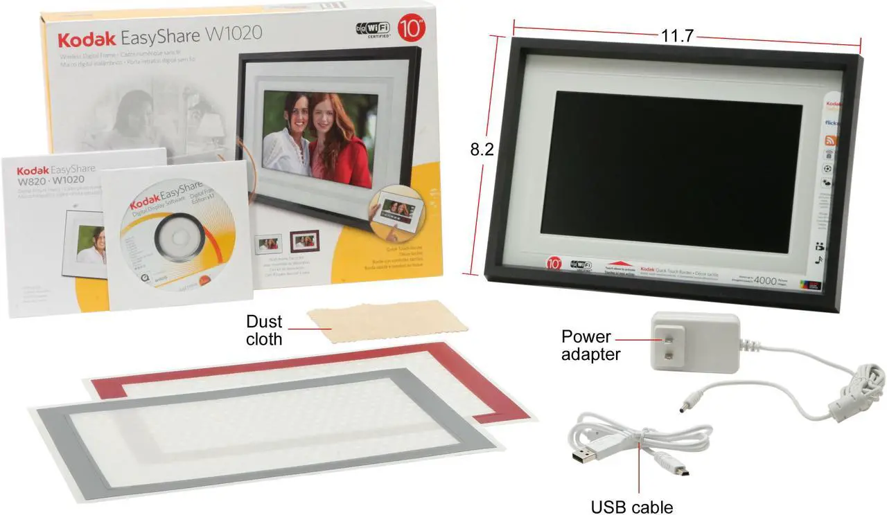 Kodak EasyShare W1020 10.2" 800 x 480 Digital Photo Frame w/ Home Décor ...