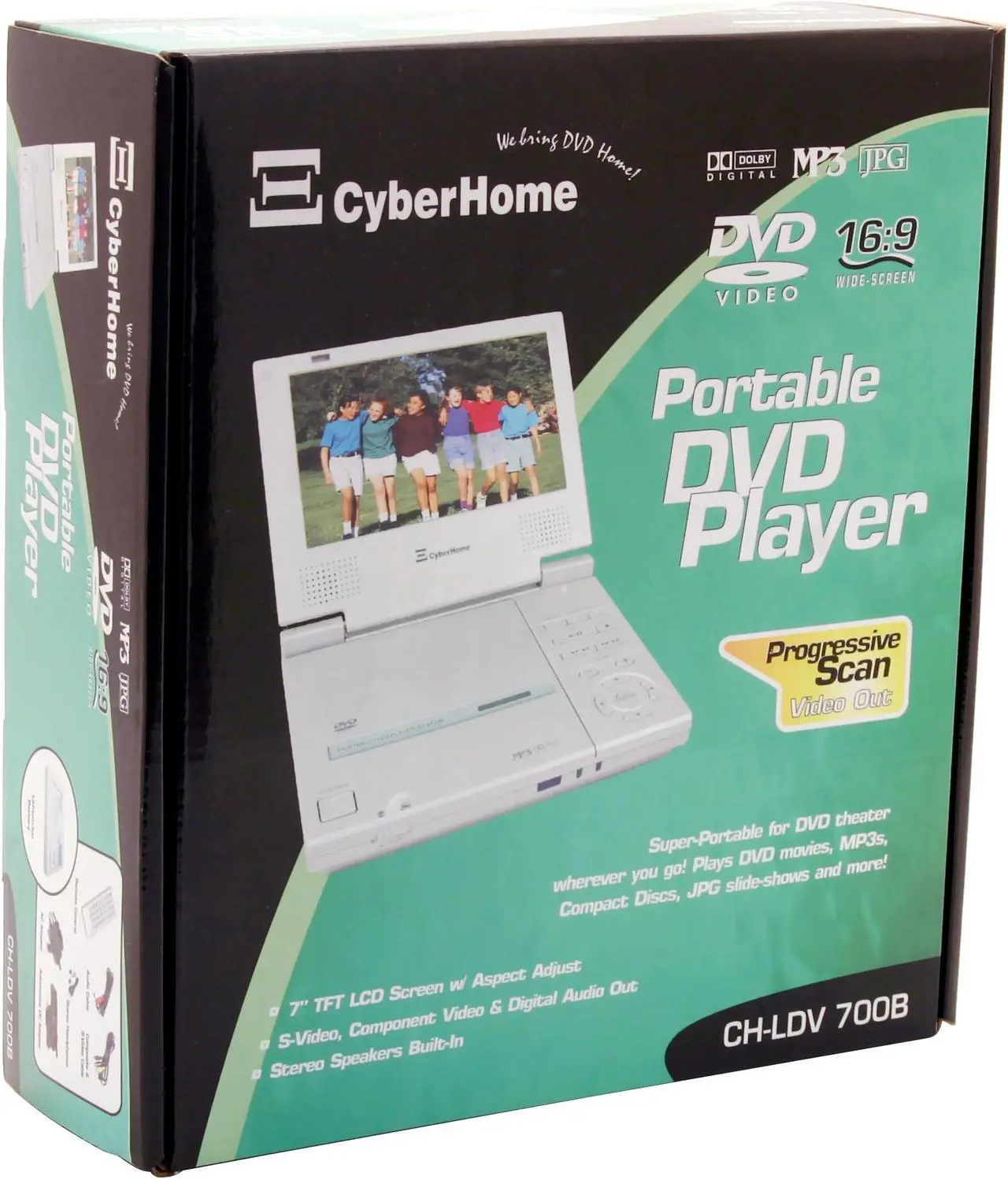 CyberHome CH-LDV700B Portable DVD player W/ 7" 16:9 Widescreen Color ...