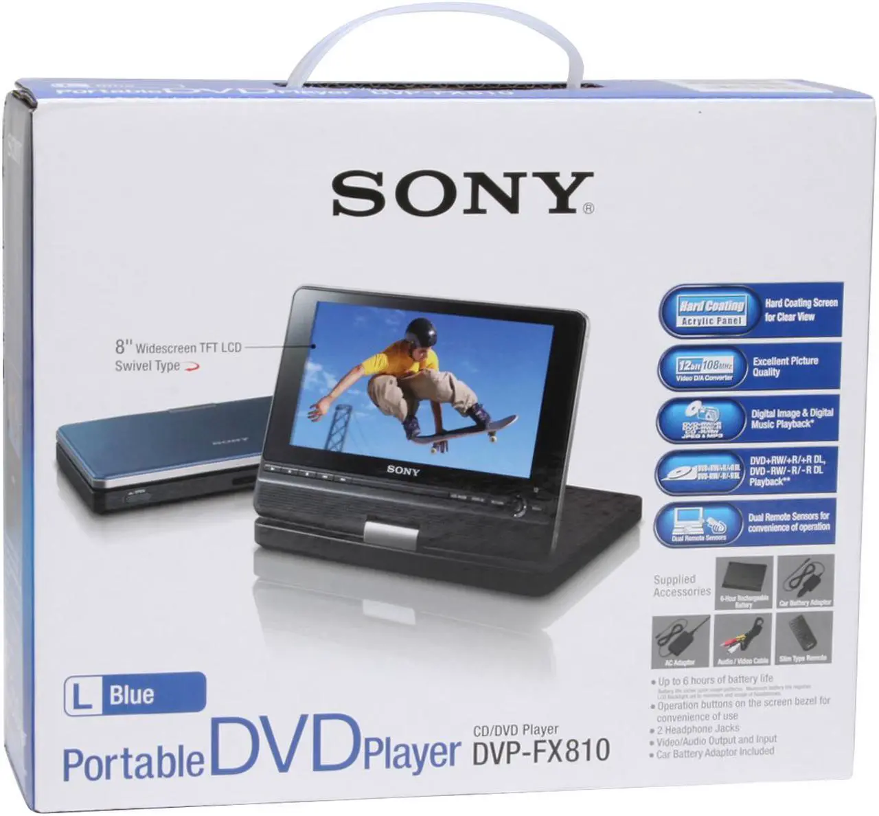 Open Box: SONY DVP-FX810/L Blue 8" Widescreen Portable DVD Player ...