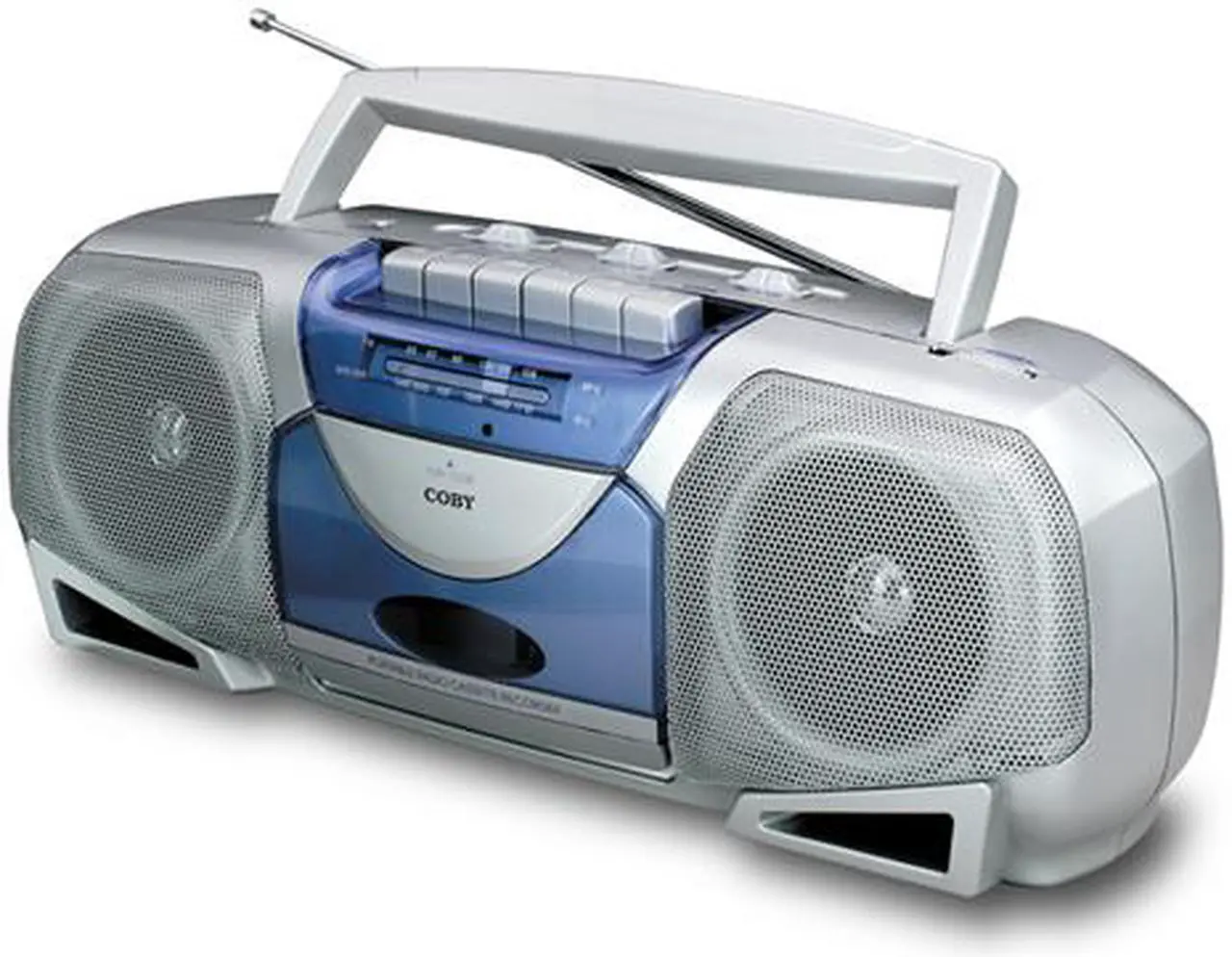COBY Portable AM/FM Cassette Player/Recorder - Silver, Blue CX244 ...