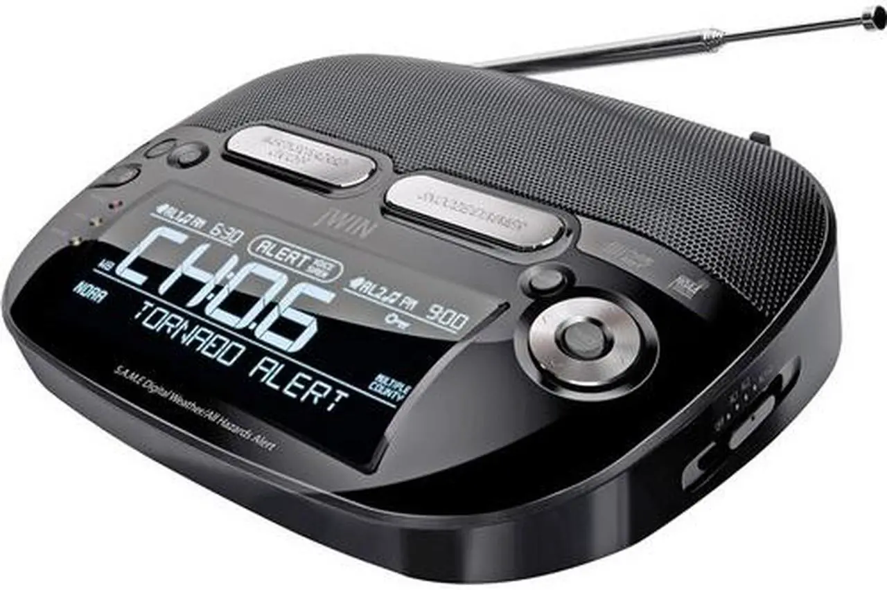 Jwin Weatherband Radio With AM/FM And Dual Alarm Clock JXM133 - Newegg.com