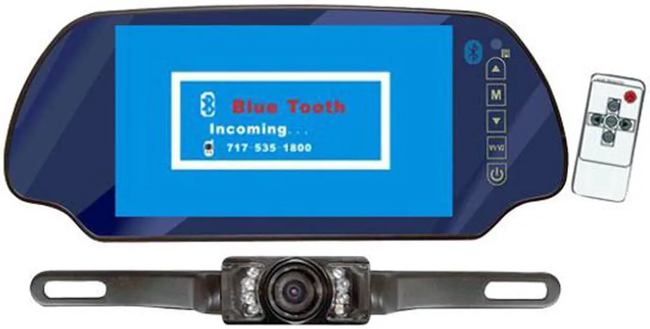 PYLE 7" Mirror Monitor W/ Rearview Night Vision Camera Built-In ...