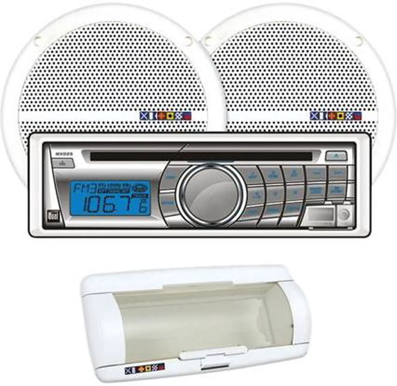 Dual In Dash Marine CD Receiver and Speaker Combo Pack - Newegg.com