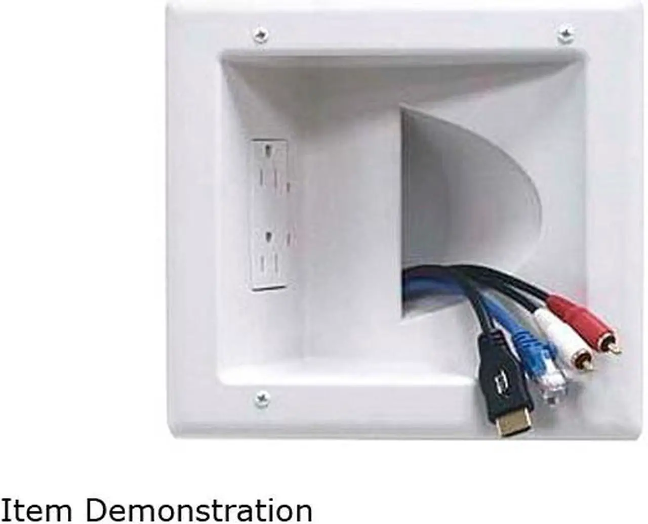 DataComm Recessed Low-Voltage Media Plate with Duplex Surge Receptacle ...