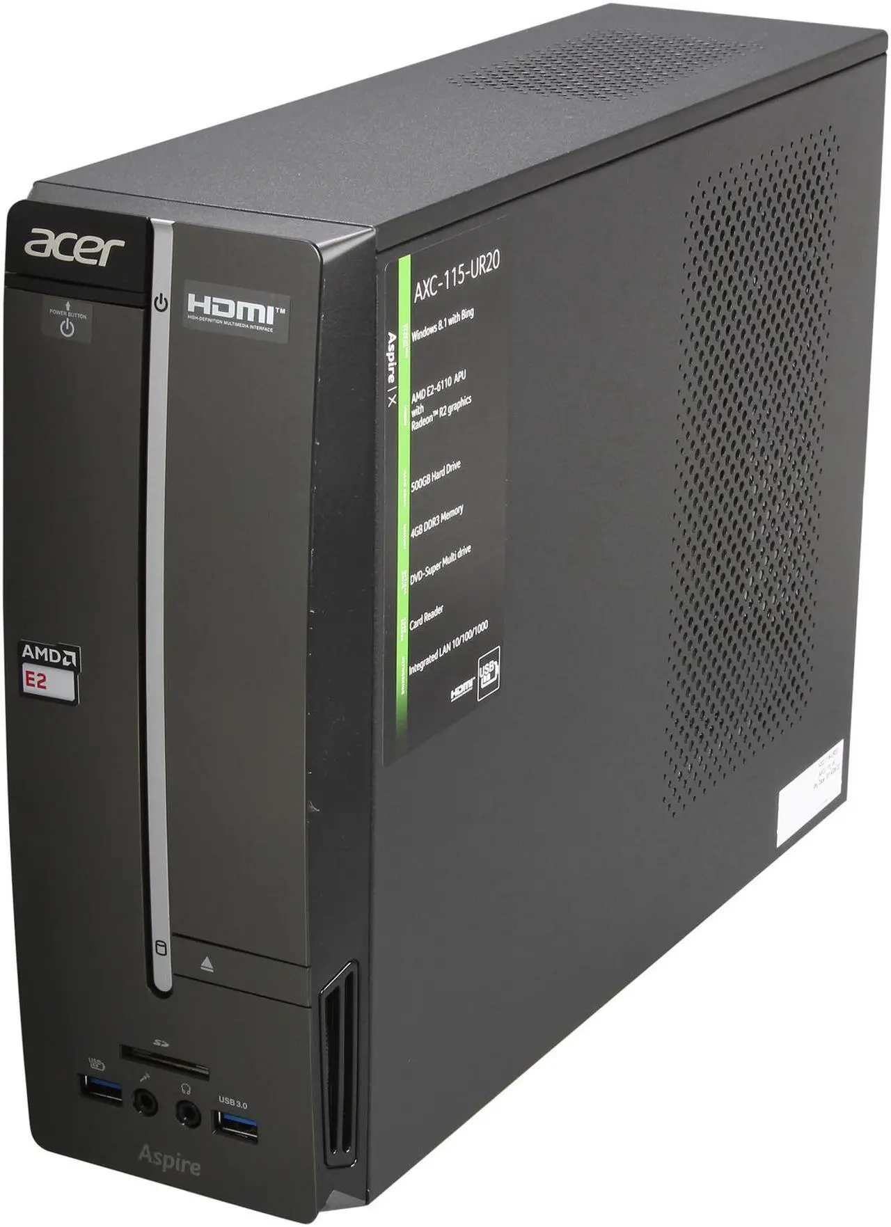 Acer Desktop PC Aspire X AXC-115-UR20 AMD E2-6110 4GB DDR3 500GB HDD ...