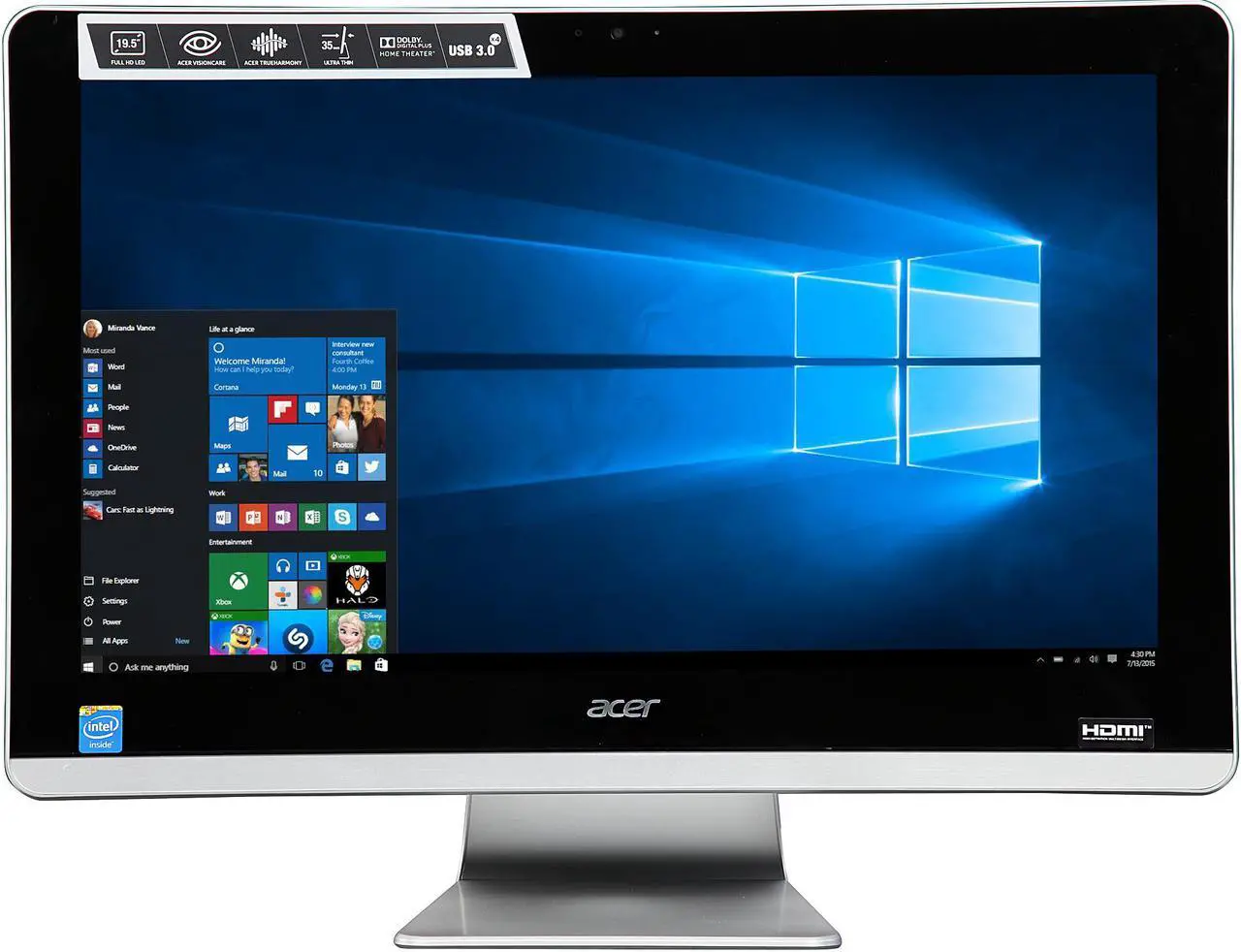 Refurbished: Acer All-in-One Computer Aspire ZC AZC-700G-UW61 Celeron ...