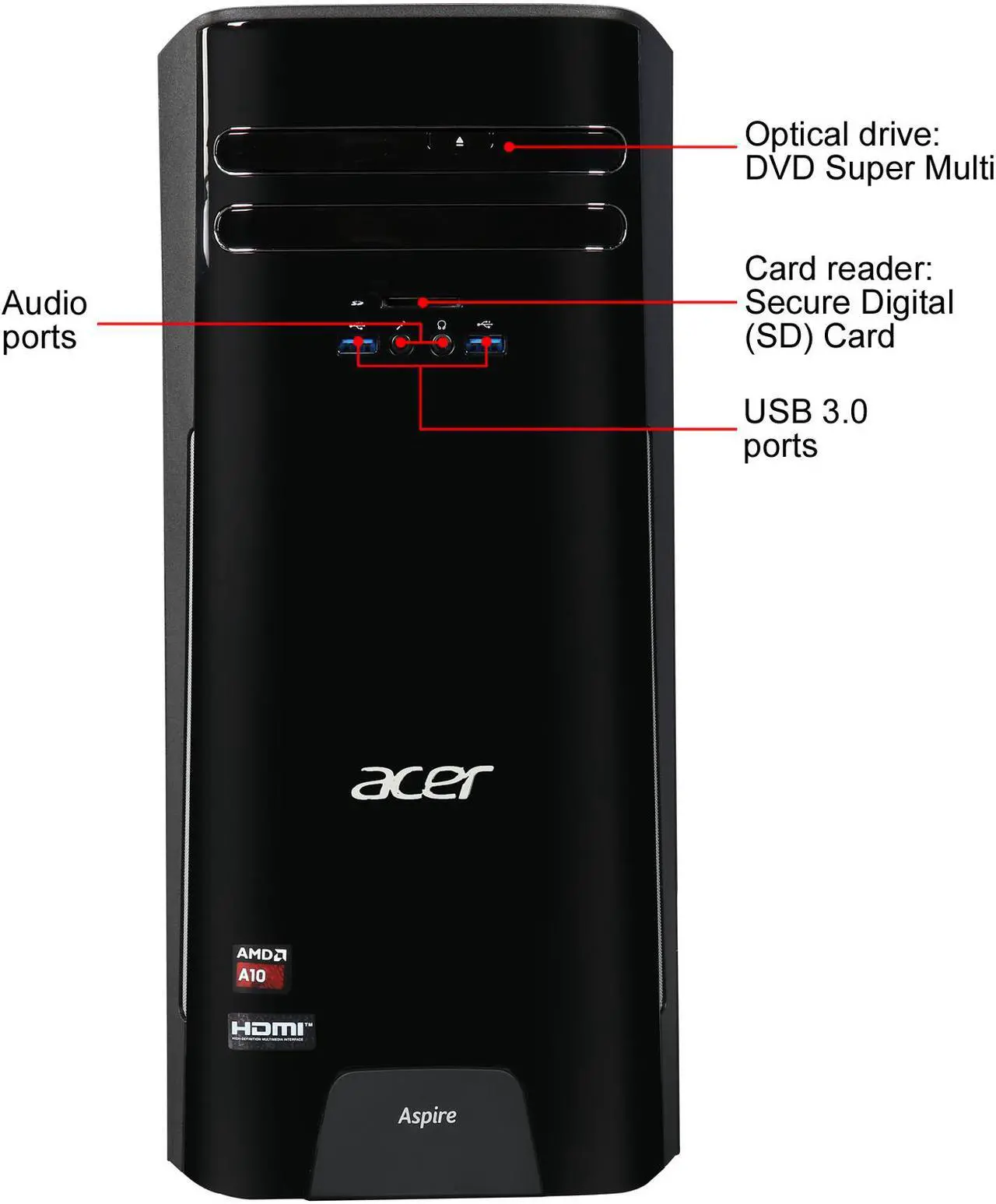 Open Box: Acer Desktop Computer Aspire ATC-280-UR11 AMD A10-7800 12GB ...