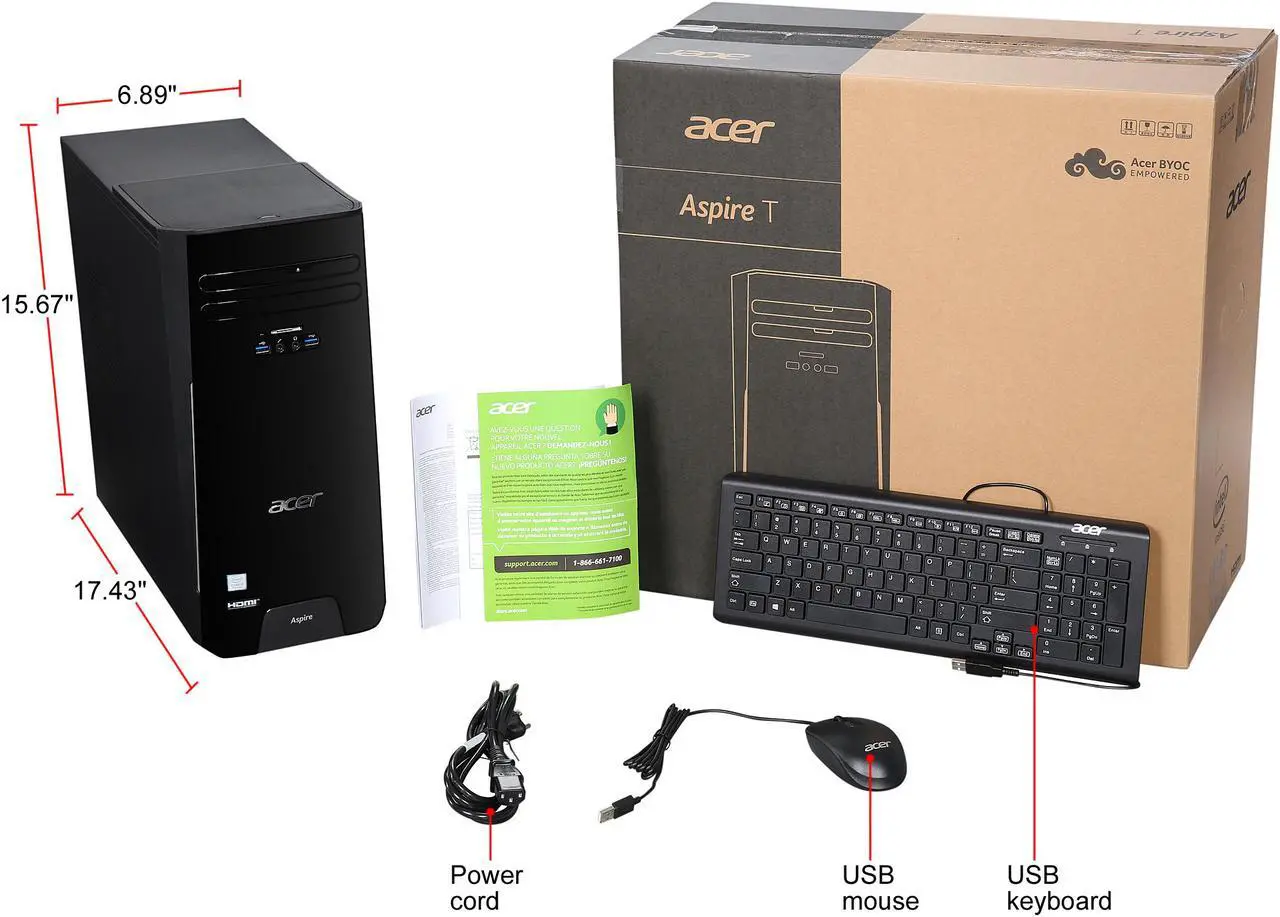 Acer Desktop Computer Aspire TC-780-UR14 Intel Core i7-7700 16GB DDR4 ...