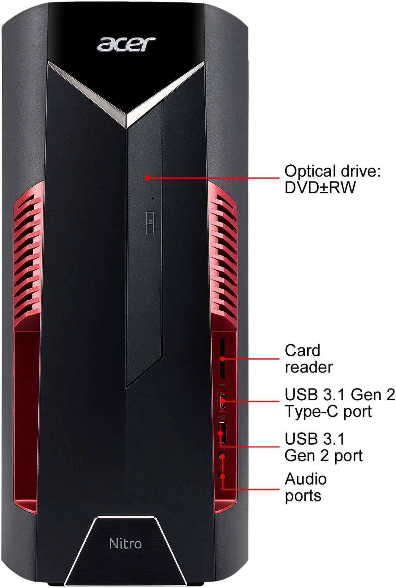 Acer Gaming Desktop Nitro 50 N50-600-UR1J Intel Core i7-9700 16GB DDR4 ...