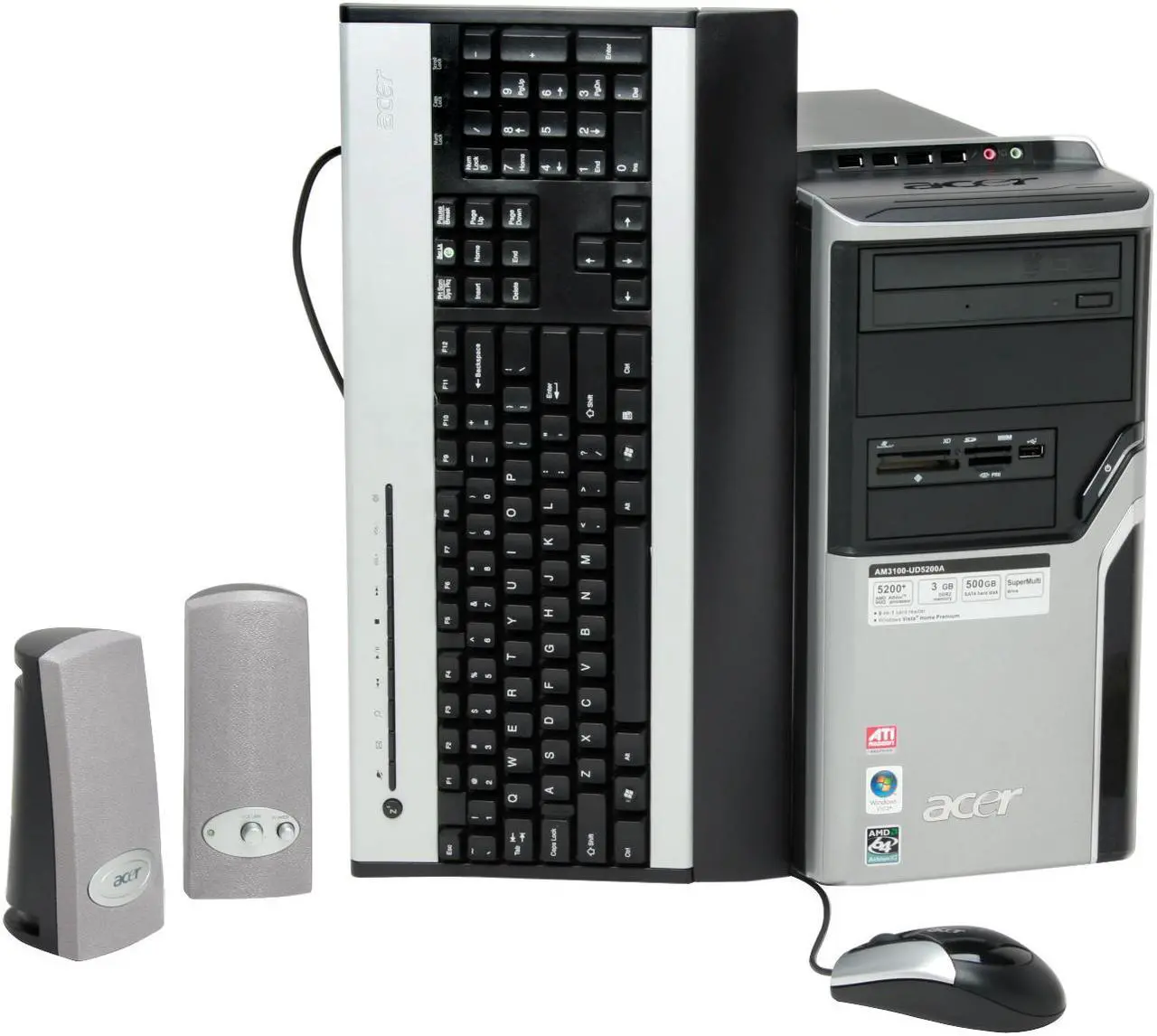 Acer Desktop PC Aspire AM3100-UD5200A 5200+ 3GB DDR2 500GB HDD Windows ...