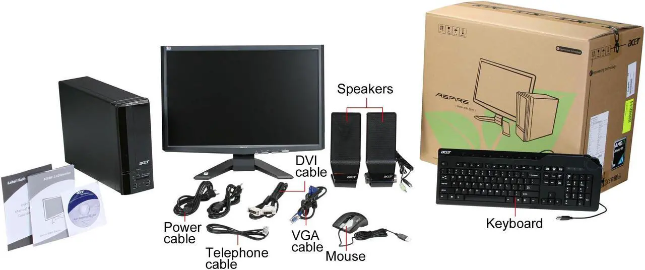 Open Box: Acer Desktop PC Aspire AX1200-B1792A AMD Athlon X2 4850e 4GB ...