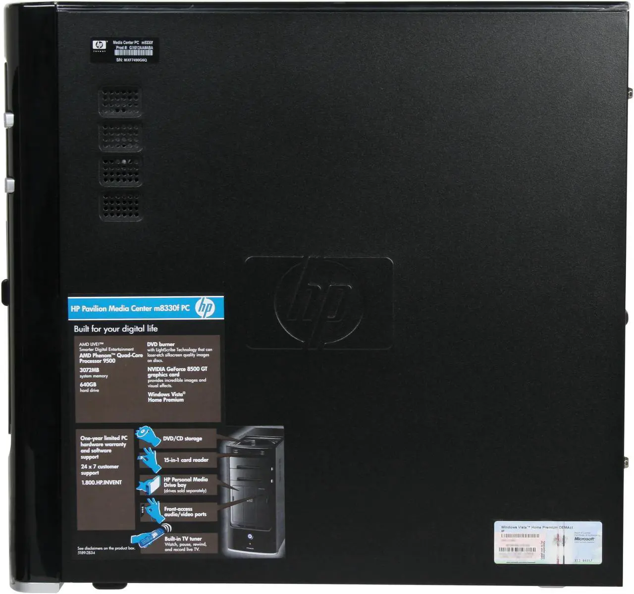 HP Desktop PC Pavilion M8330F(GX612AA) AMD Phenom X4 9500 3GB DDR2 ...