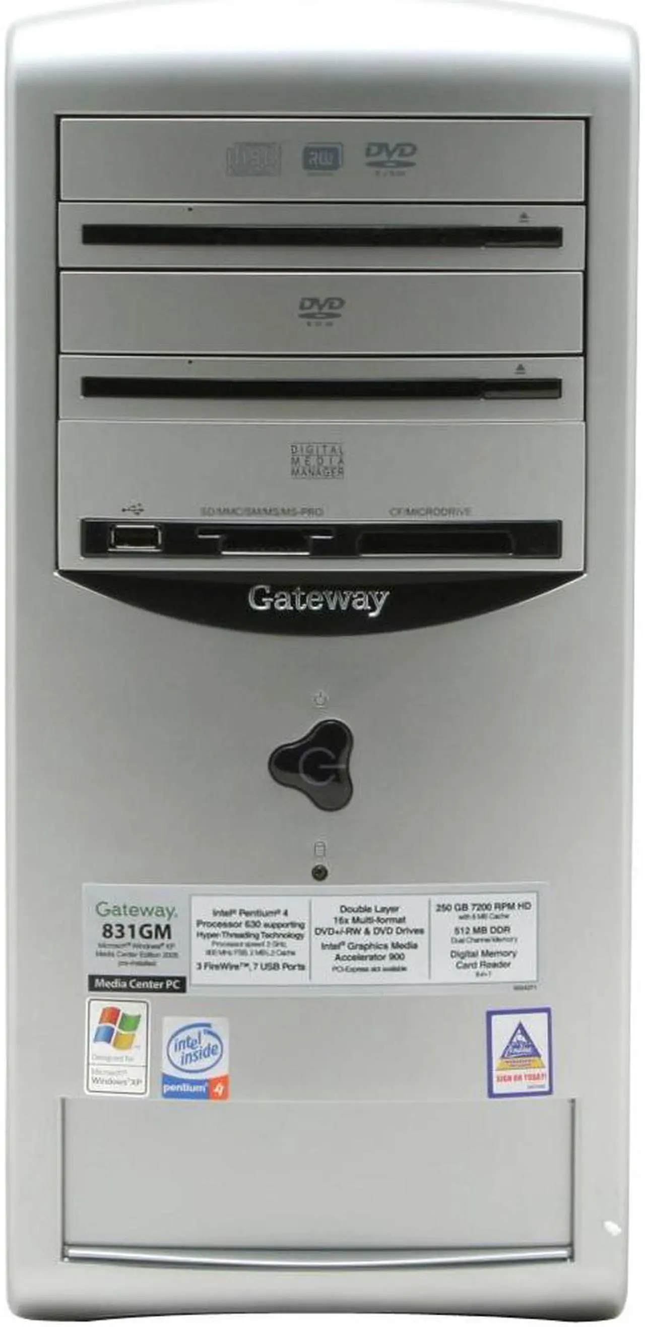 Gateway Desktop PC 831GM Intel Pentium 4 630 512MB DDR 200GB HDD ...