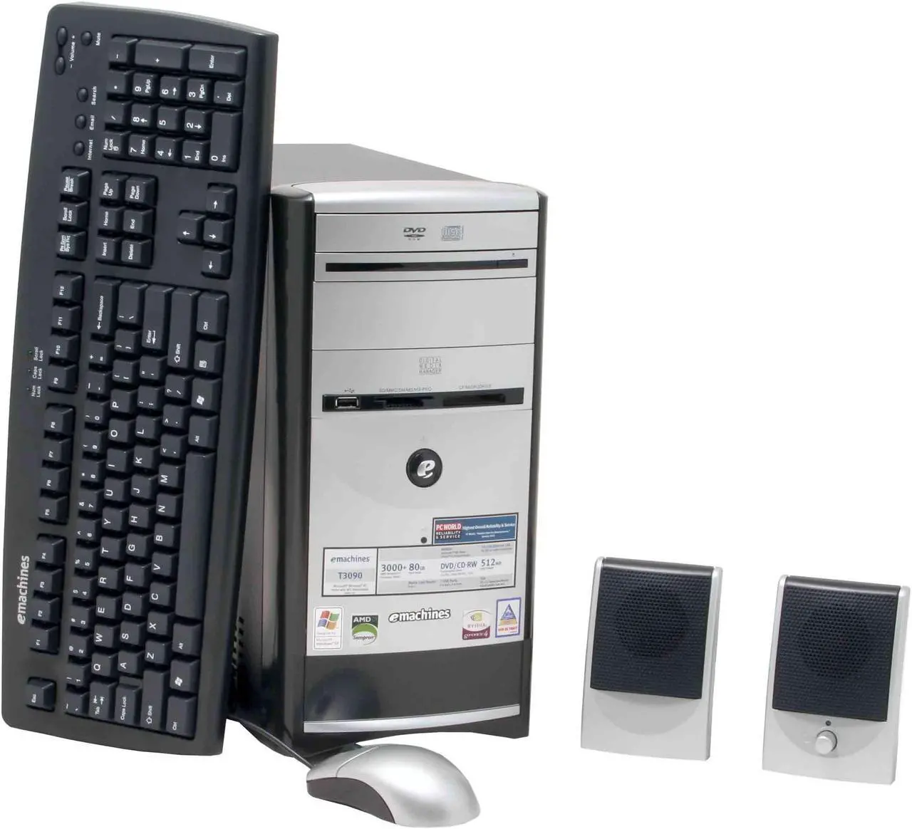 eMachines Desktop PC T3090 3000+ 512MB DDR 80GB HDD Windows XP Home ...