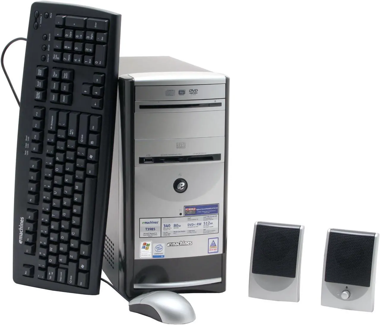 eMachines Desktop PC T-Series T3985 2.93GHz 512MB DDR 80GB HDD Windows ...