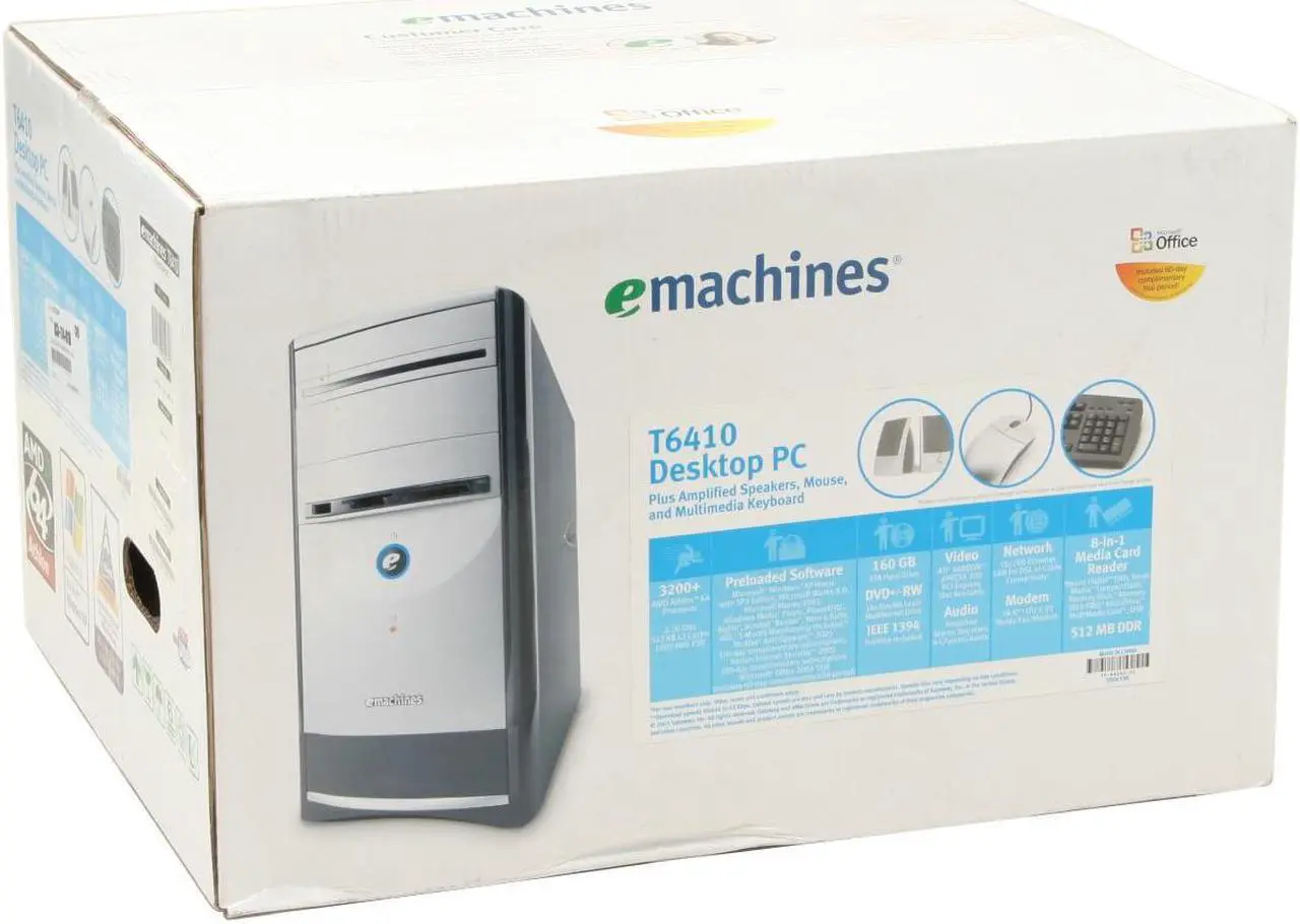eMachines Desktop PC T6410 3200+ 512MB DDR 160GB HDD Windows XP Home ...