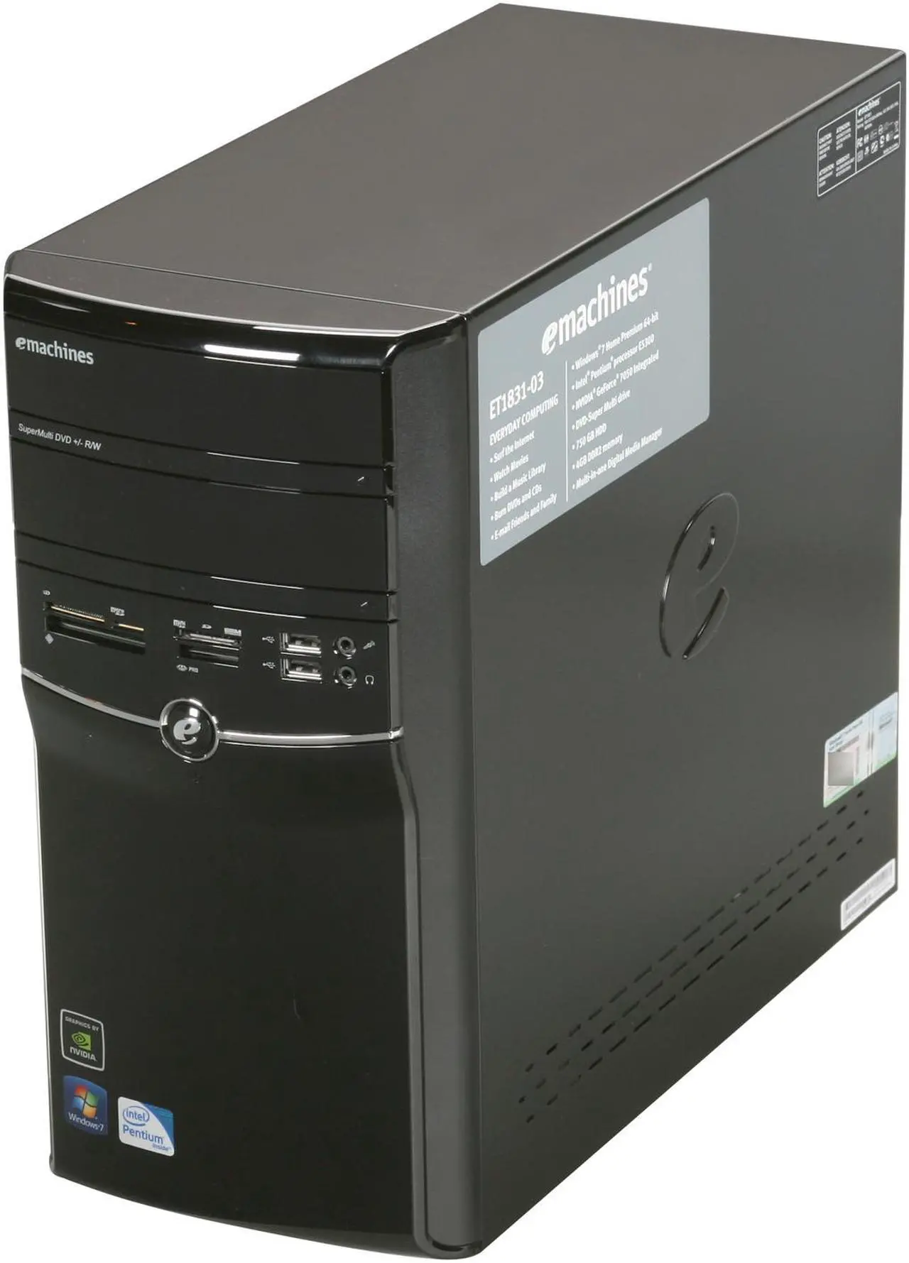 Open Box: eMachines Desktop PC ET1831-03 Intel Pentium E5300 4GB DDR2 ...