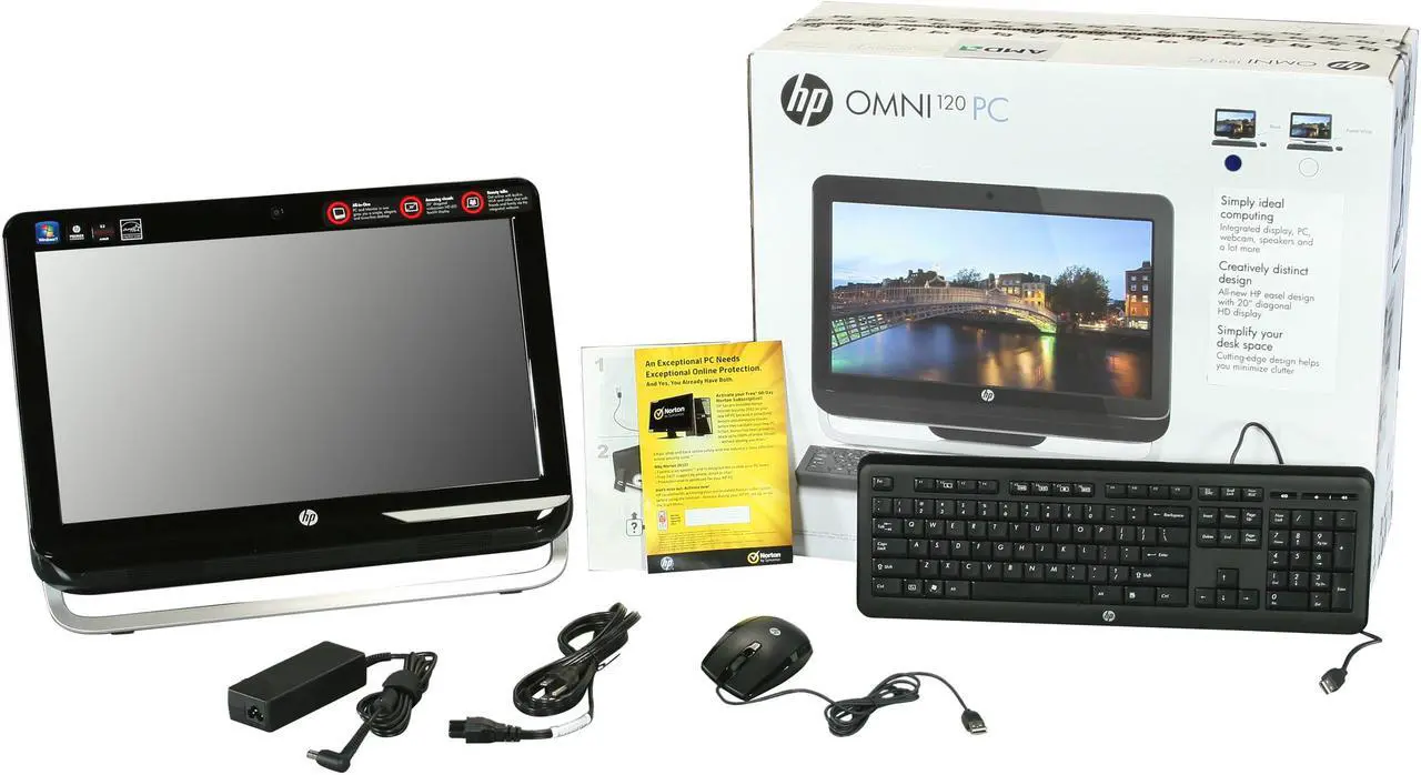 HP All-in-One PC Omni 120-1125 (QW800AA#ABA) AMD E-450 4GB DDR3 500GB ...