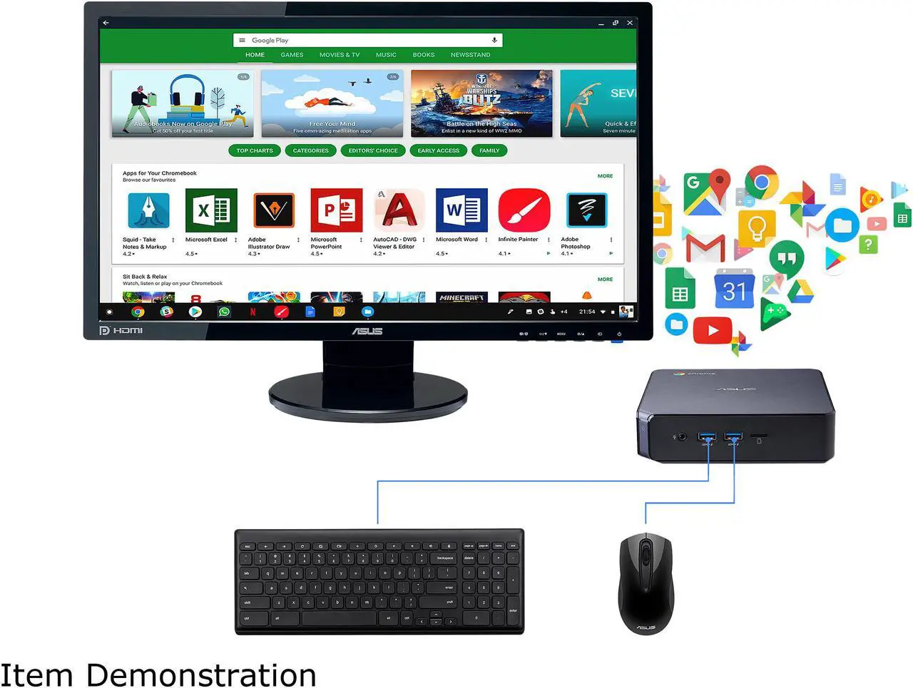 Open Box: ASUS Celeron Chromebox w/ 24" FHD Monitor Essential Desktop ...