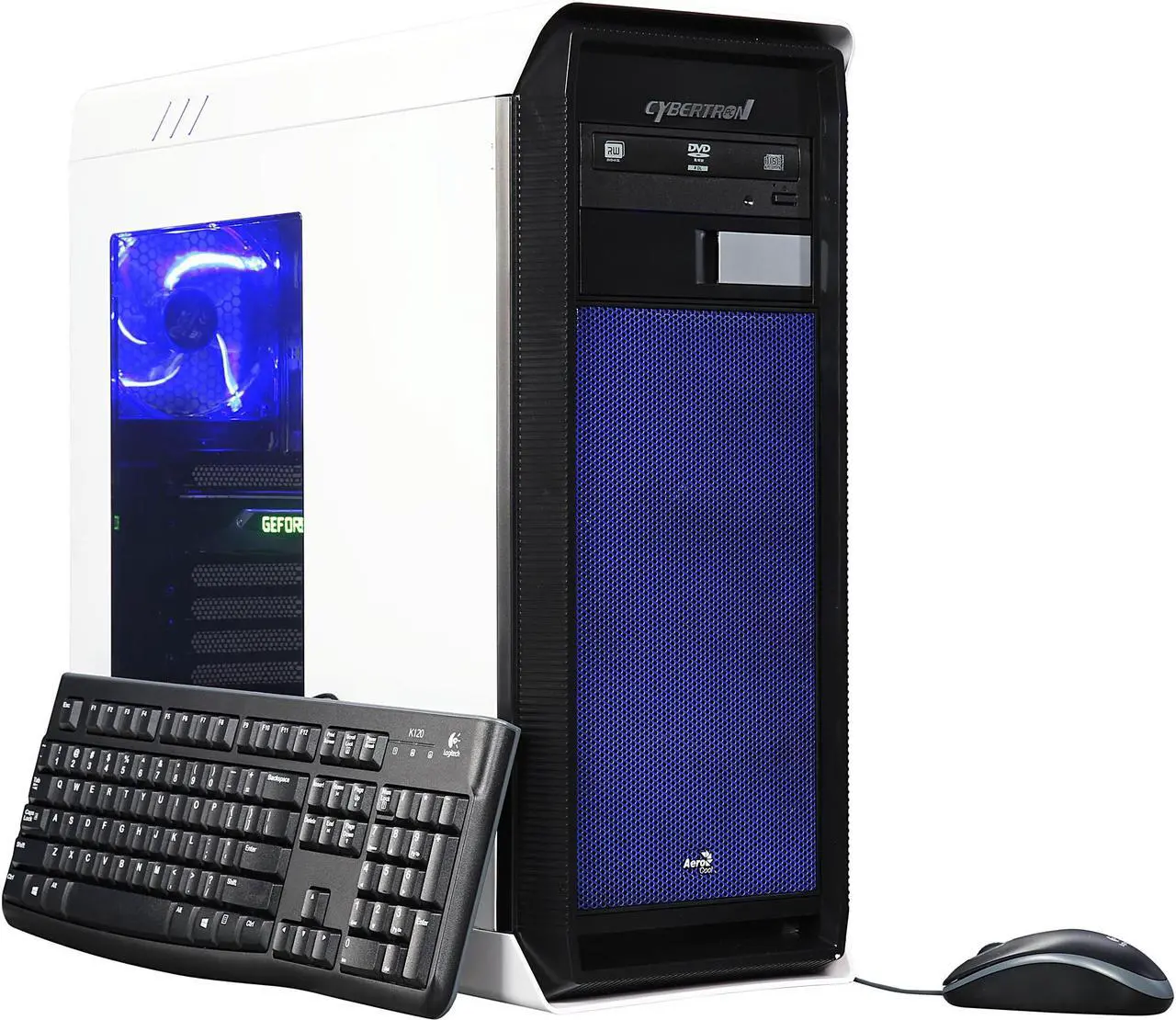 CybertronPC VR Ready Gaming Desktop PC Titanium-1080X (White with Blue ...