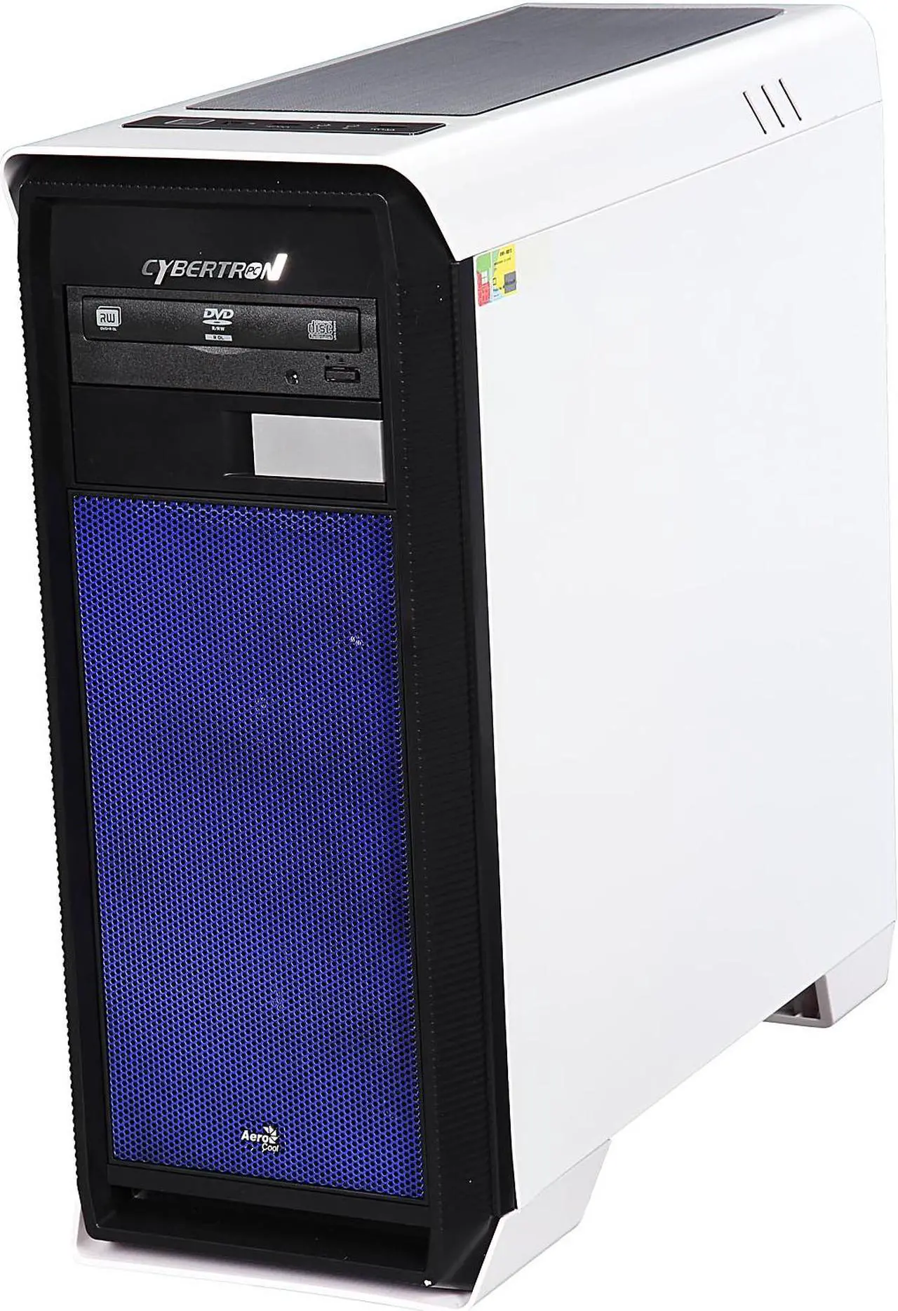 CybertronPC VR Ready Gaming Desktop PC Titanium-1080X (White with Blue ...