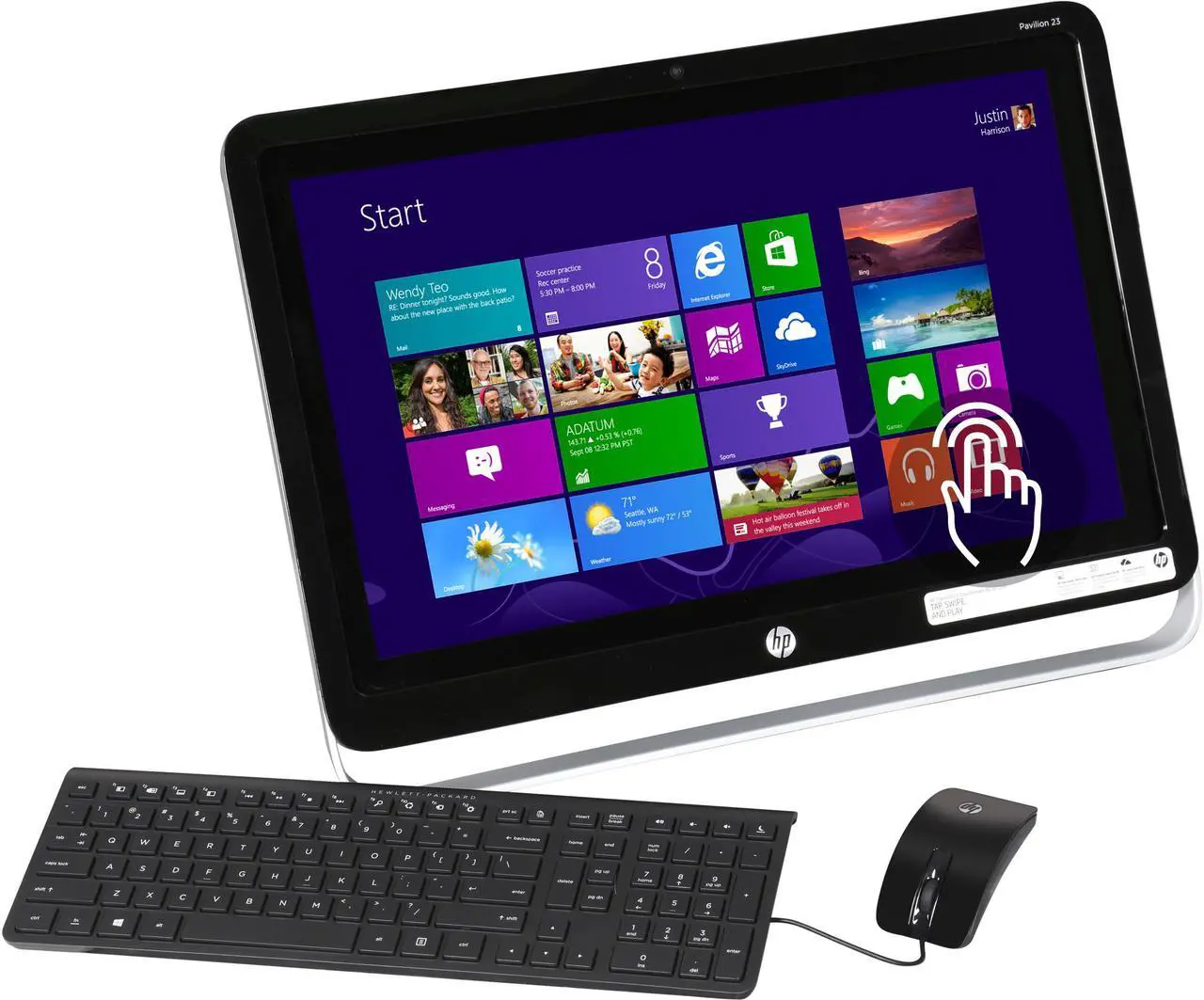 HP All-in-One PC Pavilion TouchSmart 23-h110 AMD A8-6500T 4GB DDR3 ...