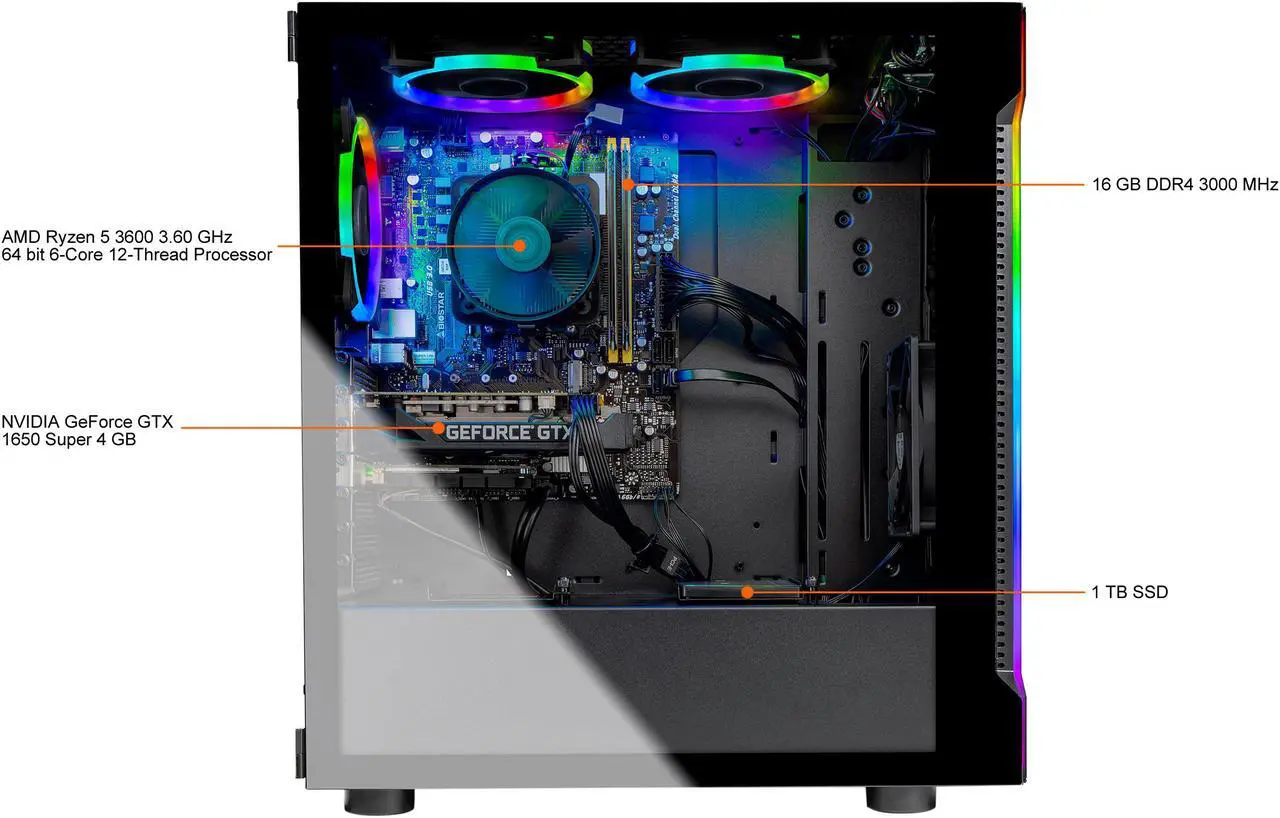 Skytech Shadow 3.0 - Ryzen 5 GTX 1650 Super Gaming Desktop - Newegg.com