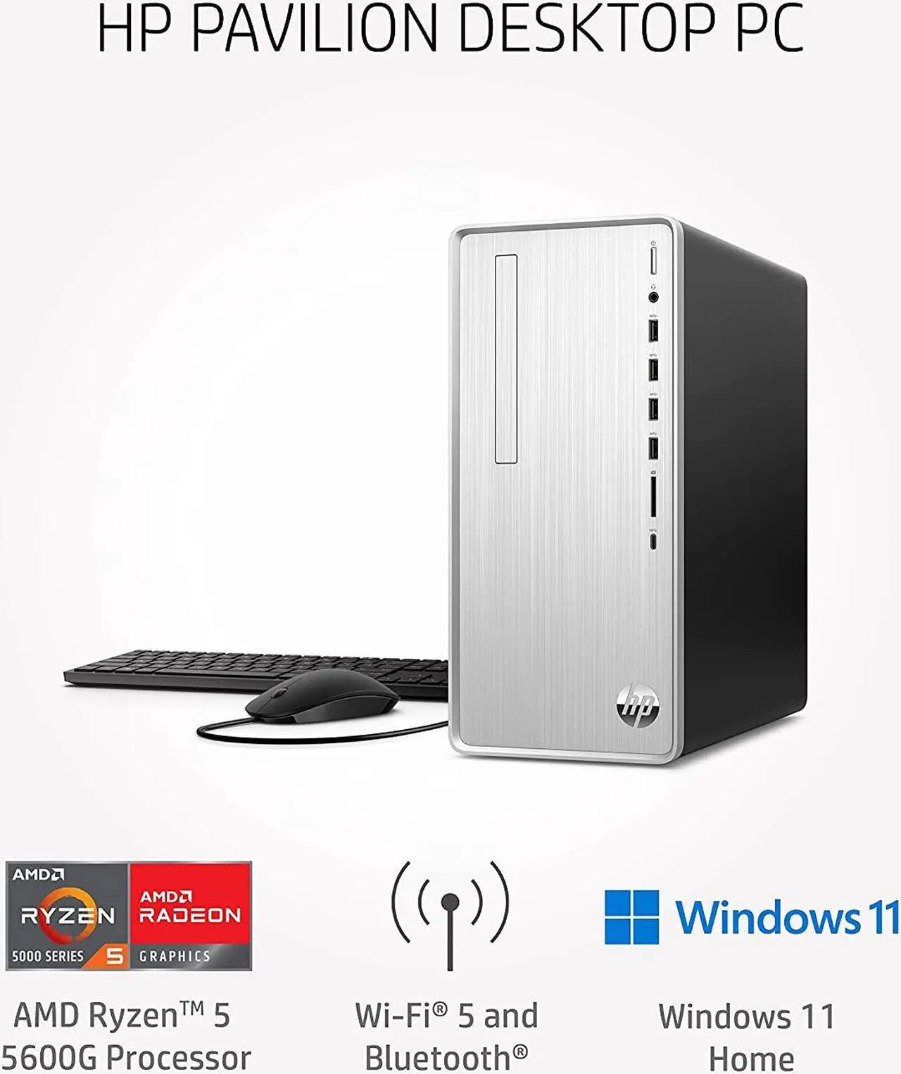 Refurbished: HP Desktop Computer Pavilion TP01-2137C Ryzen 5 5000 Series 5600G (3.90GHz) 12GB ...