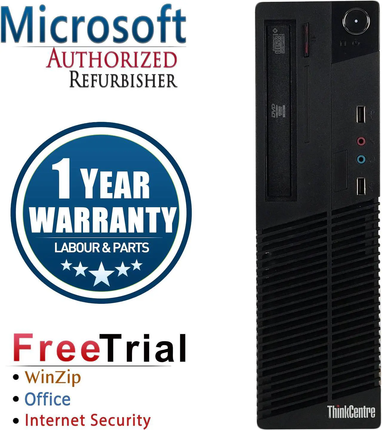 Refurbished: Lenovo Desktop Computer ThinkCentre M71E-SFF Intel Core i3-2100 4GB DDR3 1TB HDD ...