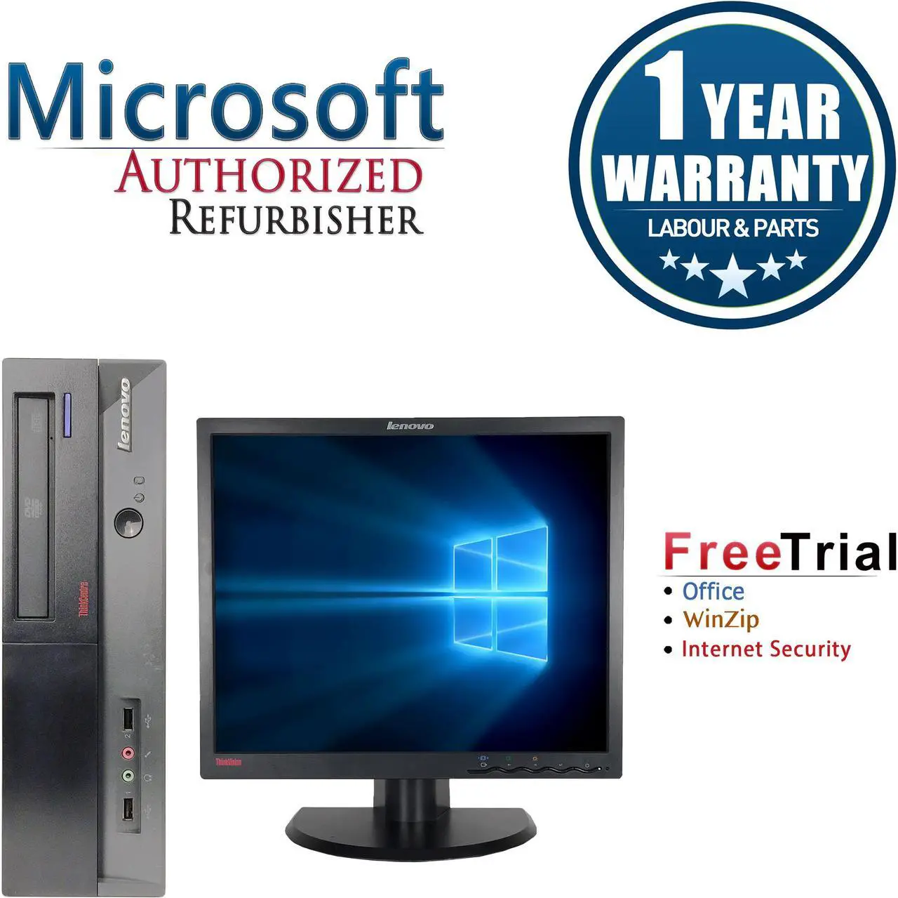 Refurbished: Lenovo Desktop Computer ThinkCentre M57-SFF + 19" LCD ...