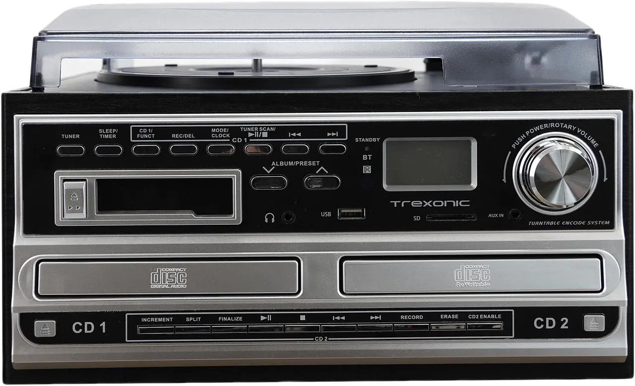 Trexonic TRX-68B 3-Speed Turntable With CD Player, CD Recorder ...